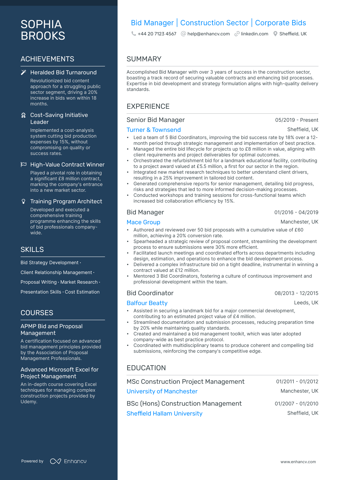 Bid Manager CV Examples & Guide for 2025