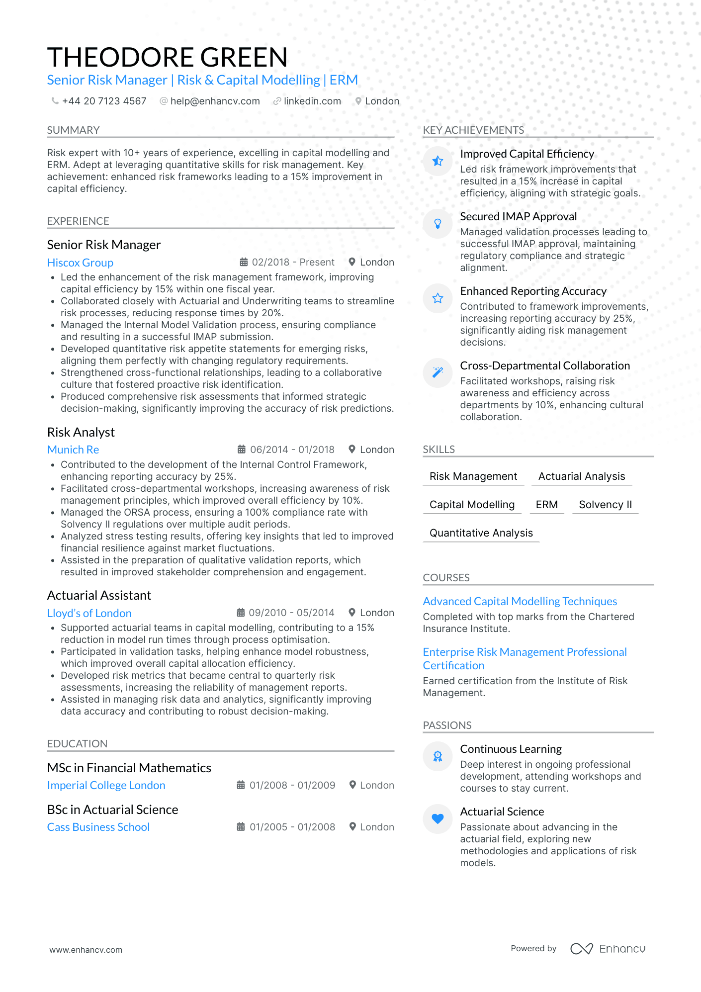 Risk Manager CV Examples & Guide for 2026