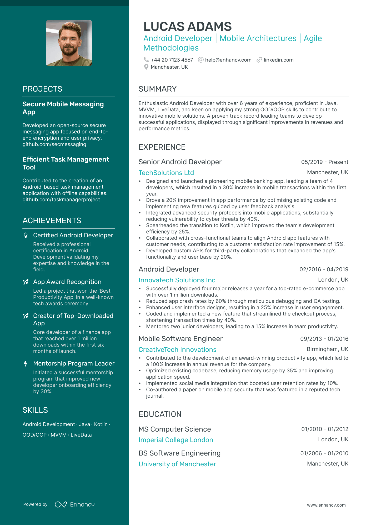 Android Developer CV Examples & Guide for 2025