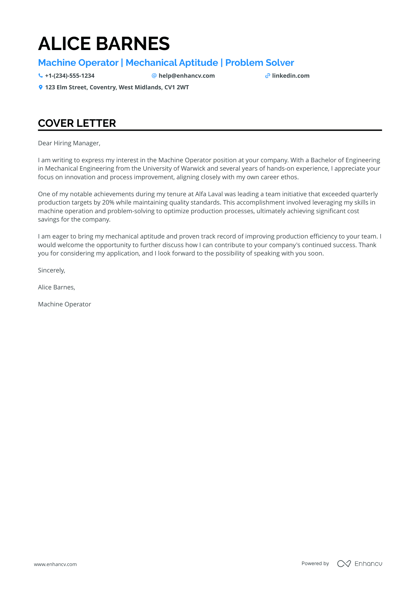 Factory Worker Cover Letter Examples & Guide for 2026