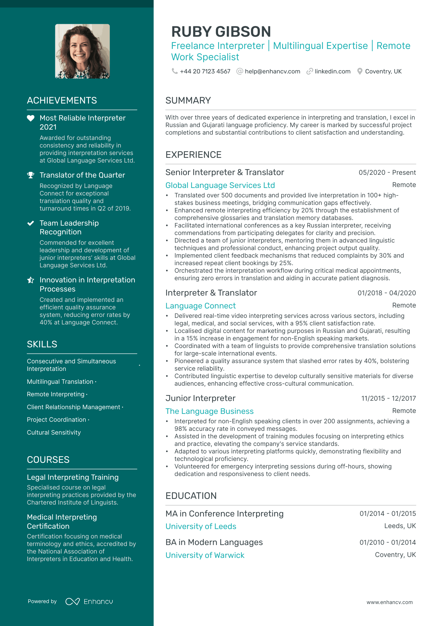 Translator CV Examples & Guide for 2025