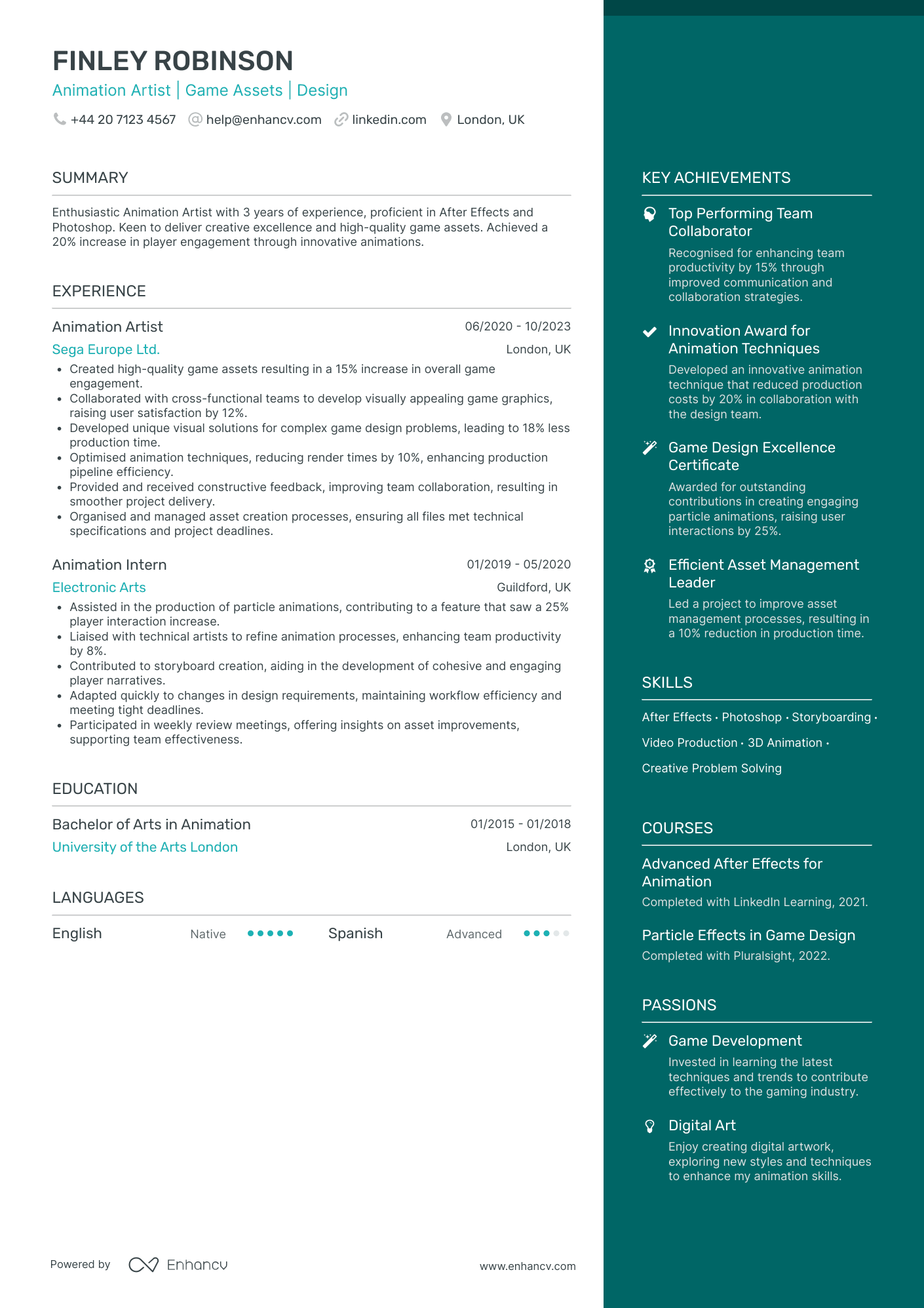 Animator CV Examples & Guide for 2025