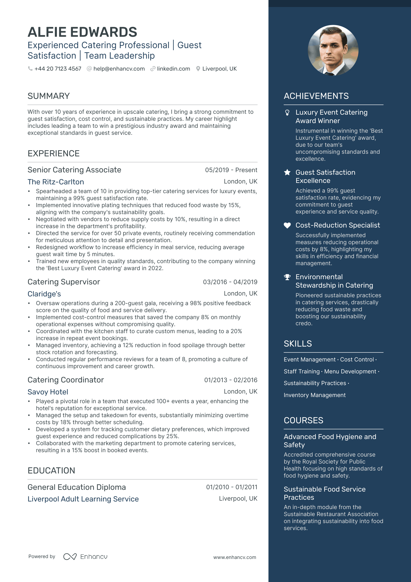 Waiter CV Examples & Guide for 2025