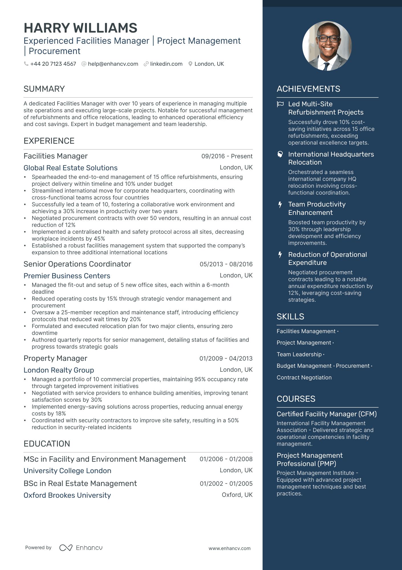 Facilities Manager CV Examples & Guide for 2025
