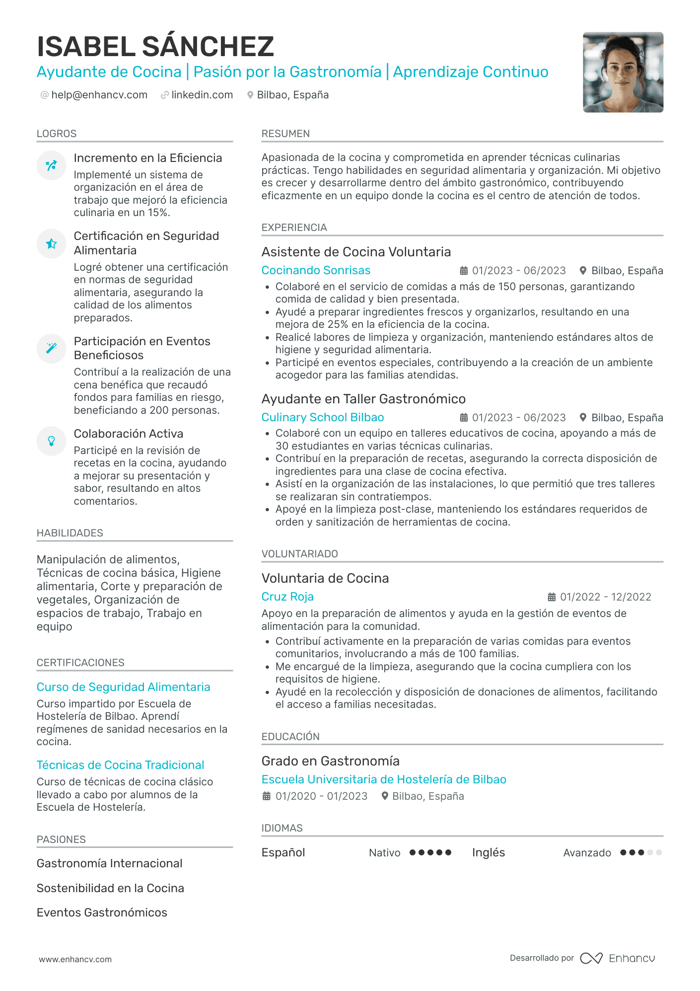 CV Chef: 15 Plantillas y Ejemplos de Currículum de Cocinero