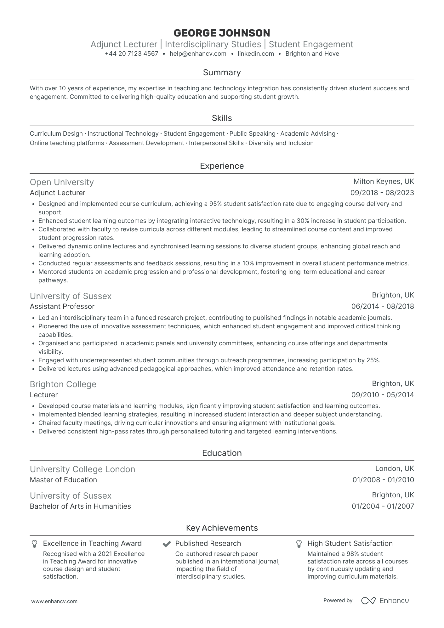Lecturer CV Examples & Guide for 2026