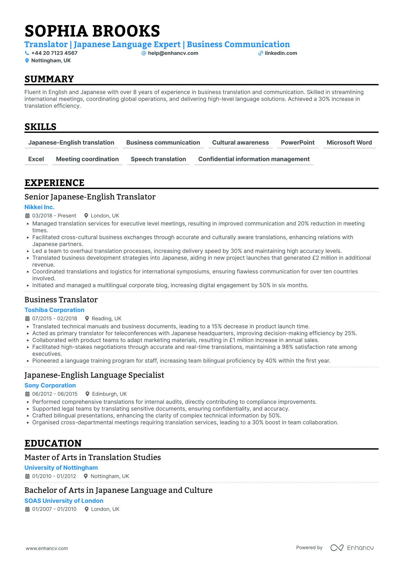 Translator CV Examples & Guide for 2026