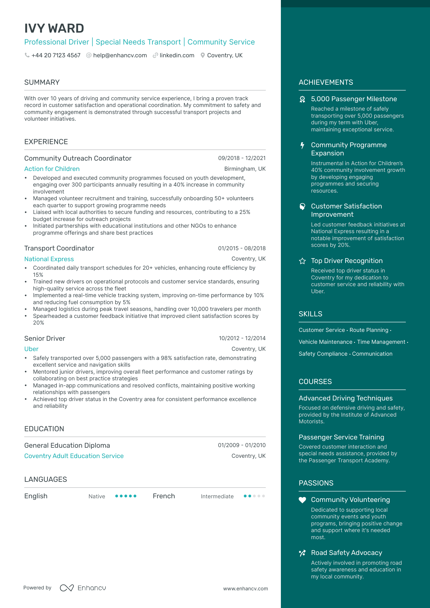 Driver CV Examples & Guide for 2025