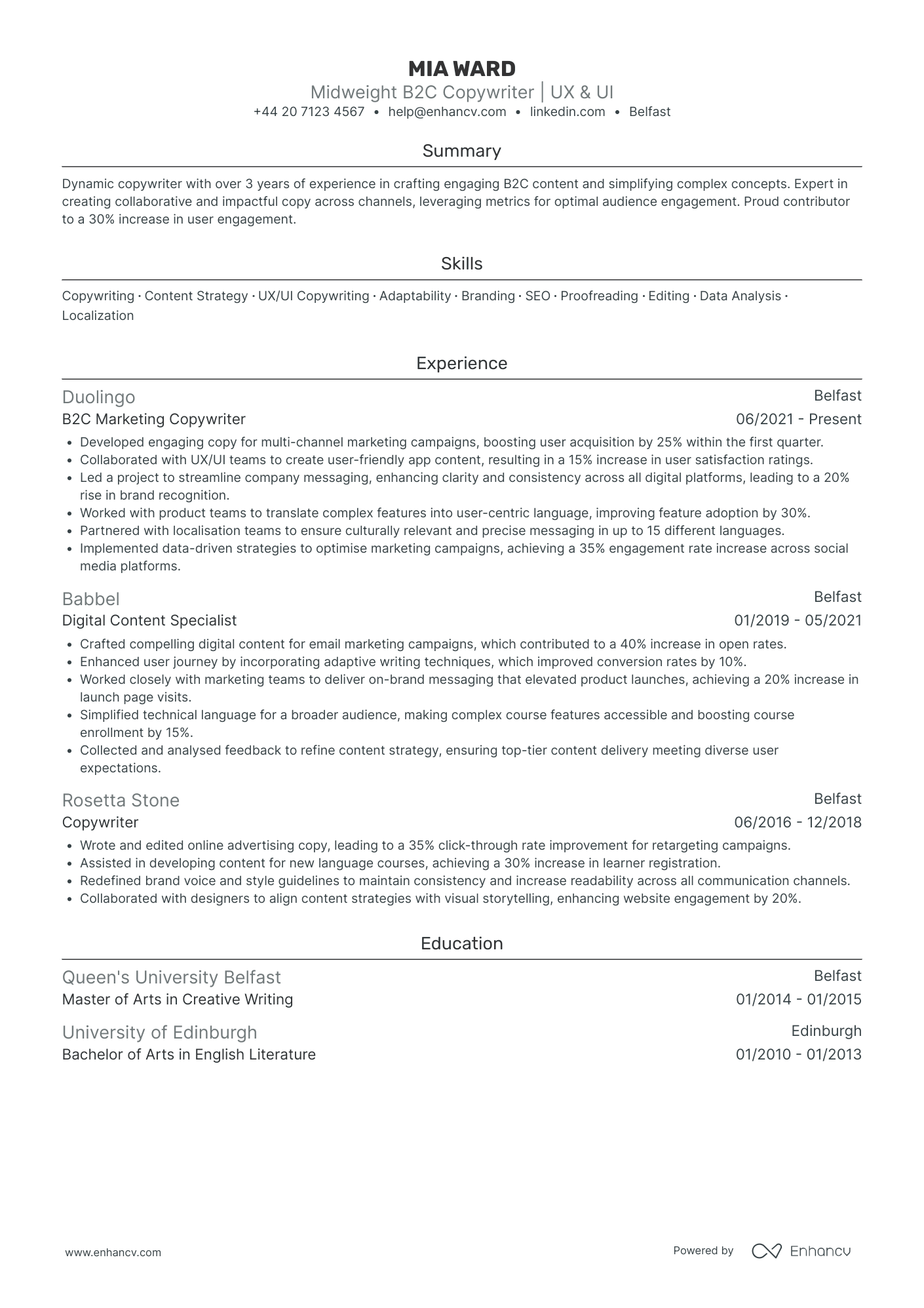Copywriter CV Examples & Guide for 2026