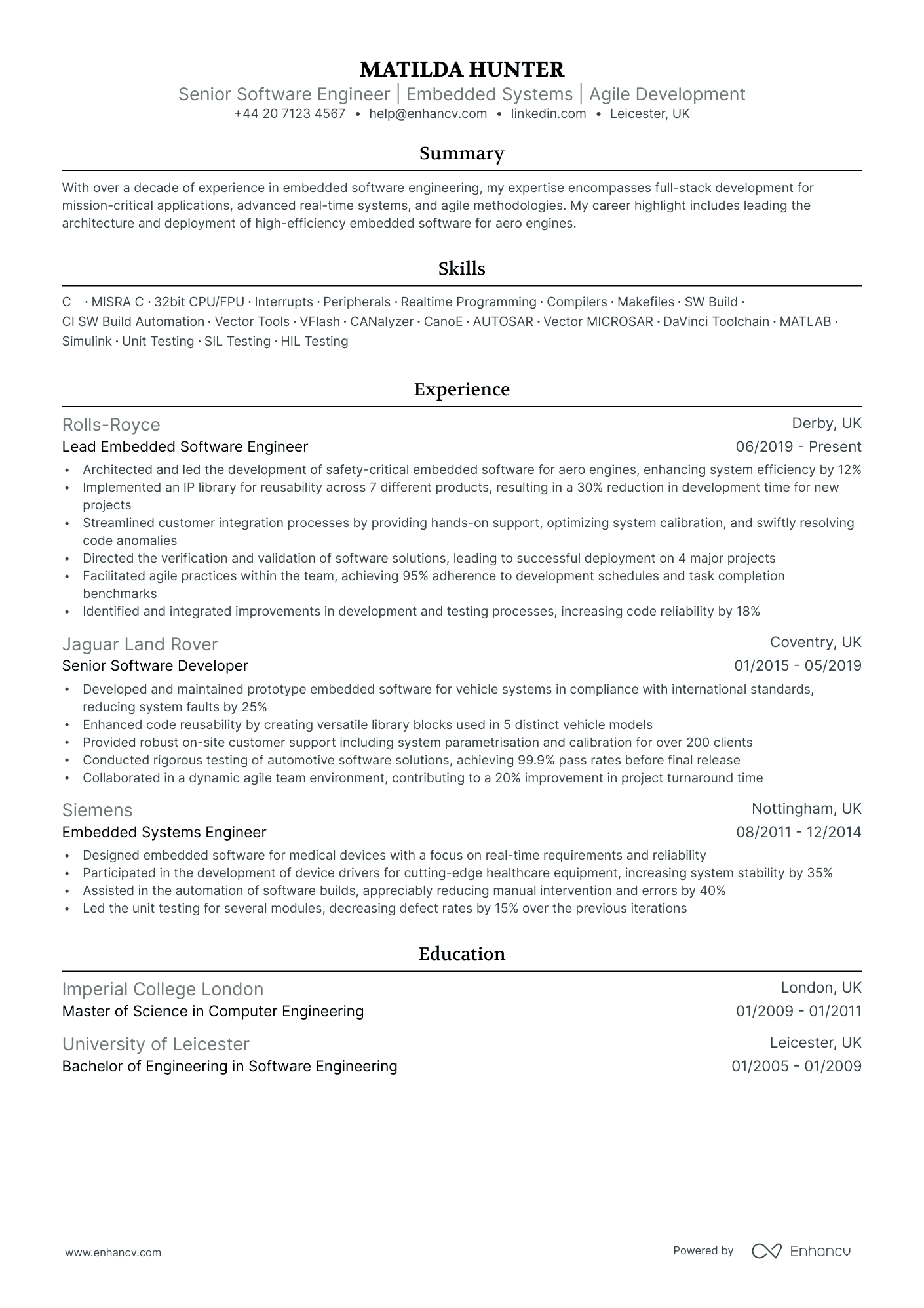Embedded Software Engineer CV Examples & Guide for 2025
