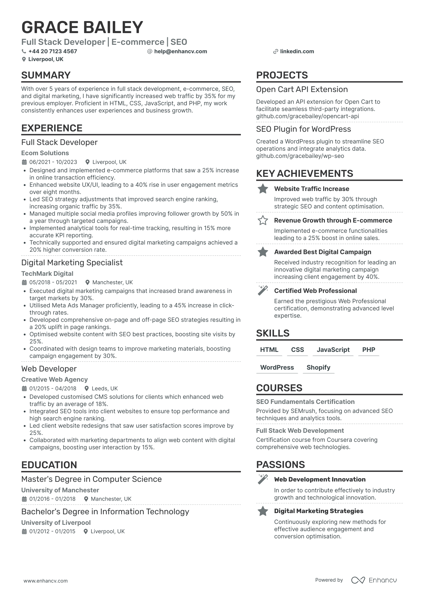 Full Stack Developer CV Examples & Guide for 2025