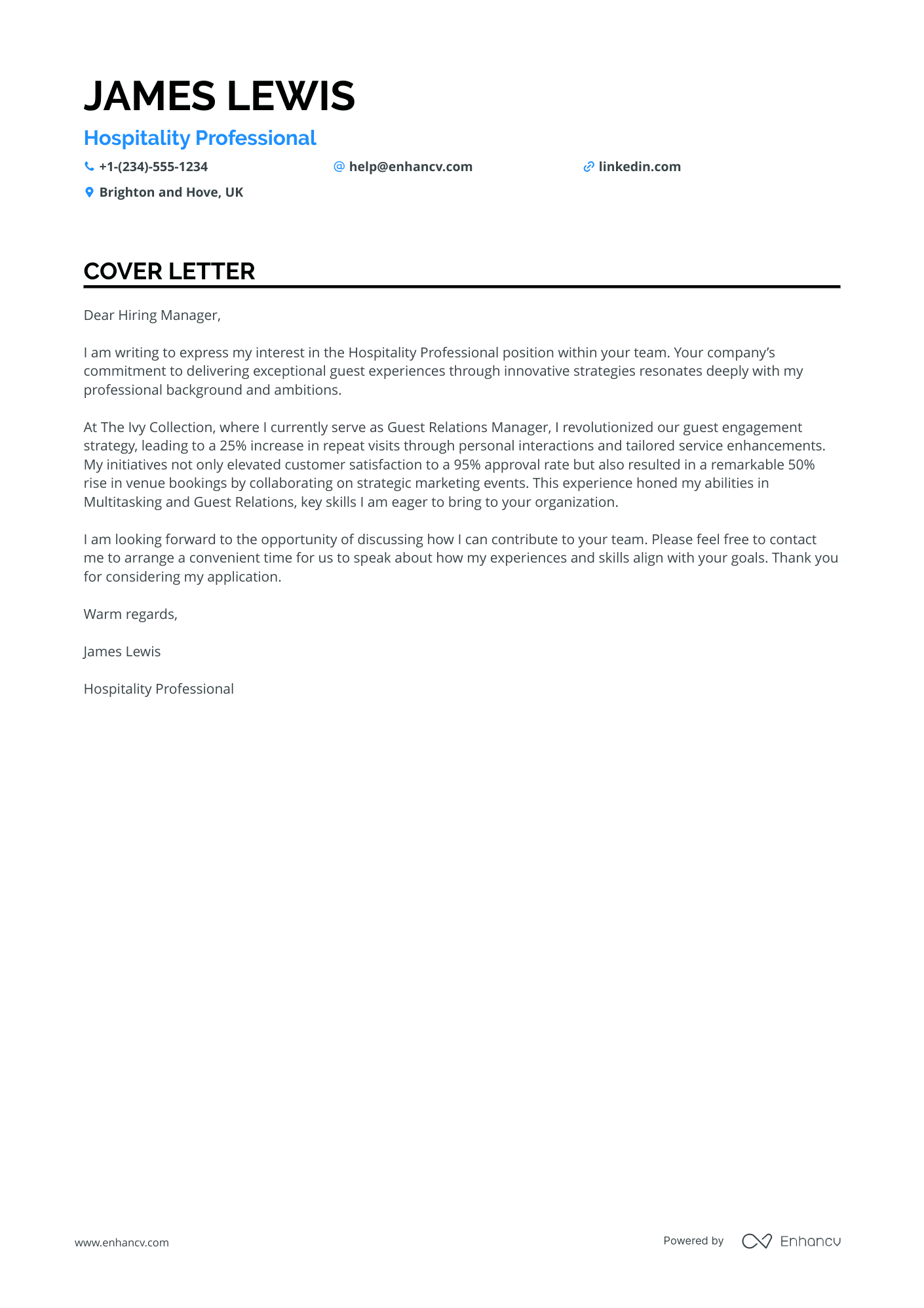Hostess Cover Letter Examples & Guide for 2025