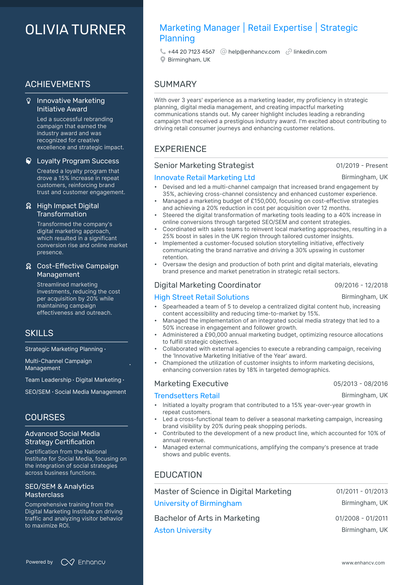 Creative Marketing CV Examples & Guide for 2025