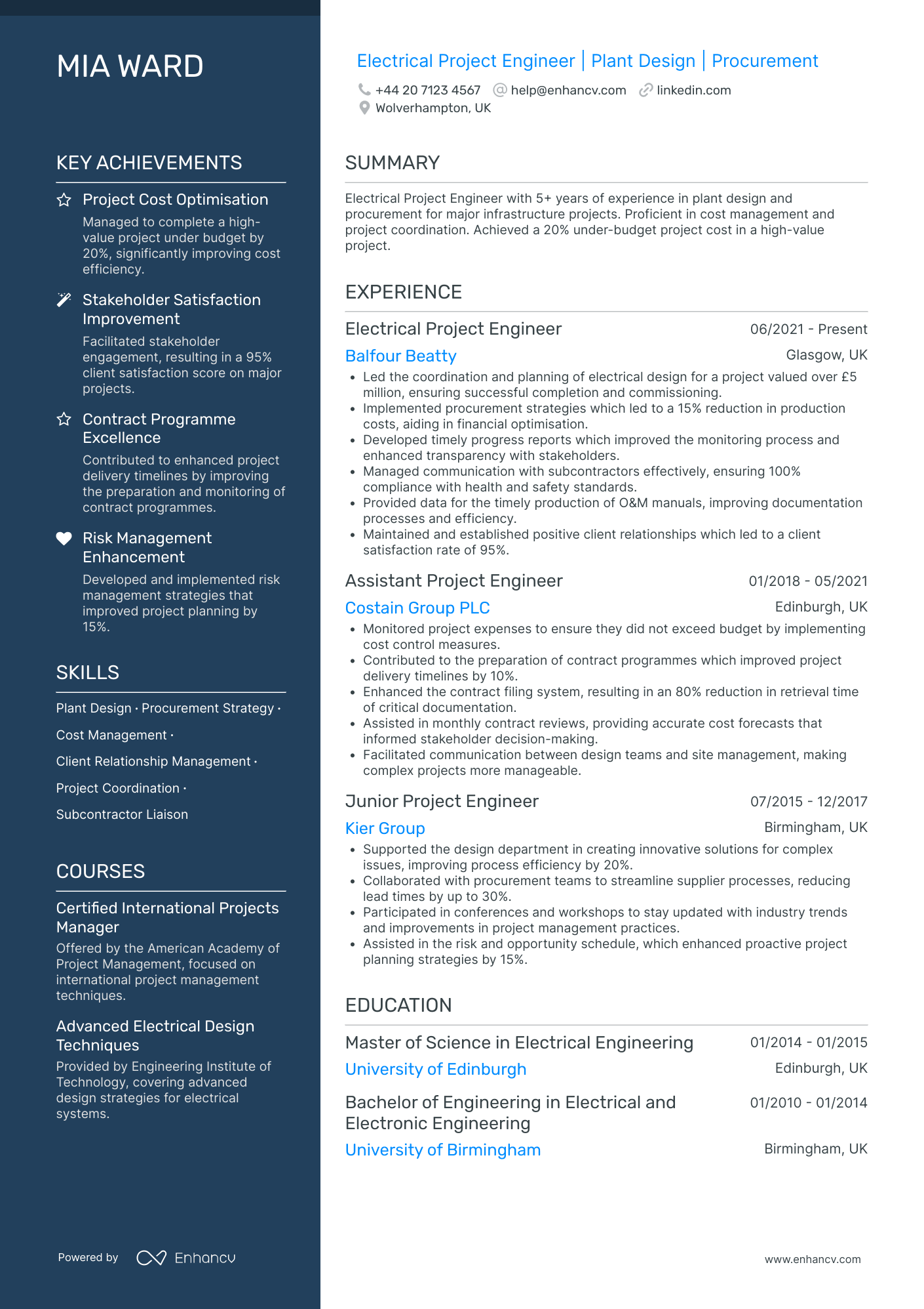 Project Engineer CV Examples & Guide for 2025