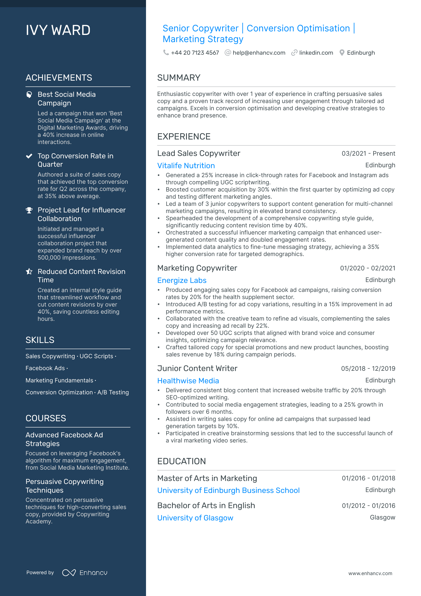Copywriter CV Examples & Guide for 2025