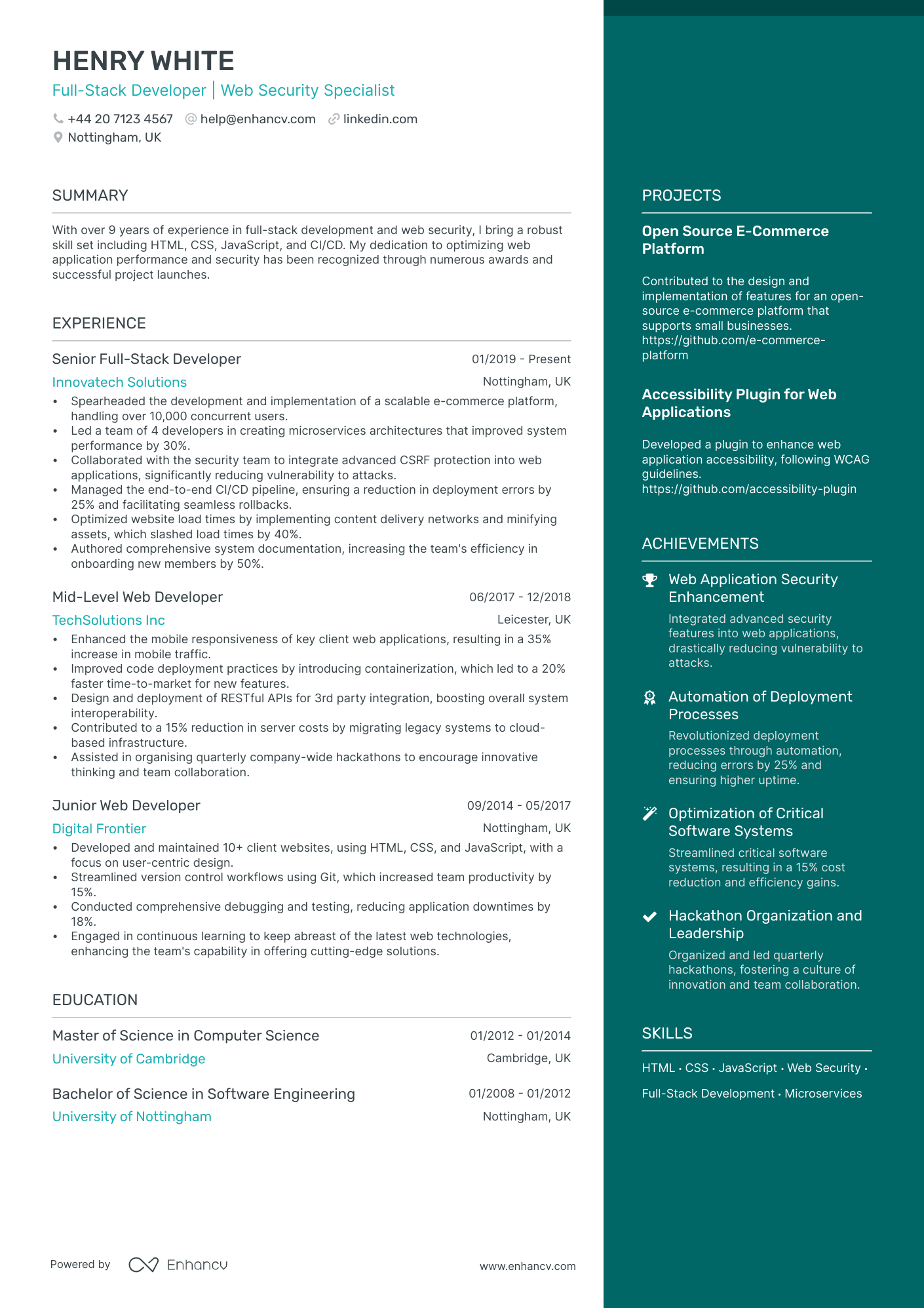 Junior Web Developer CV Examples & Guide for 2025