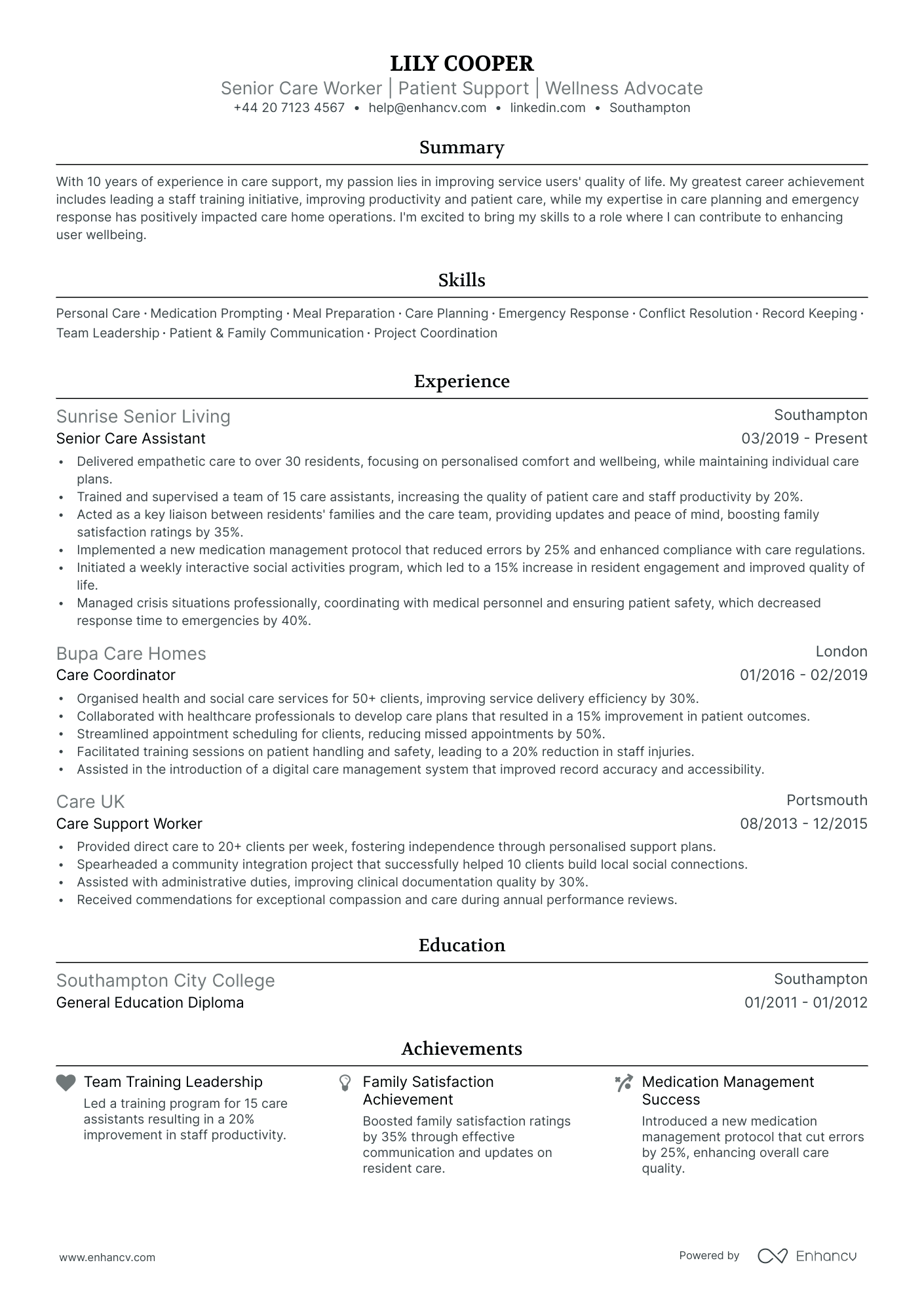 Care Worker CV Examples & Guide for 2025