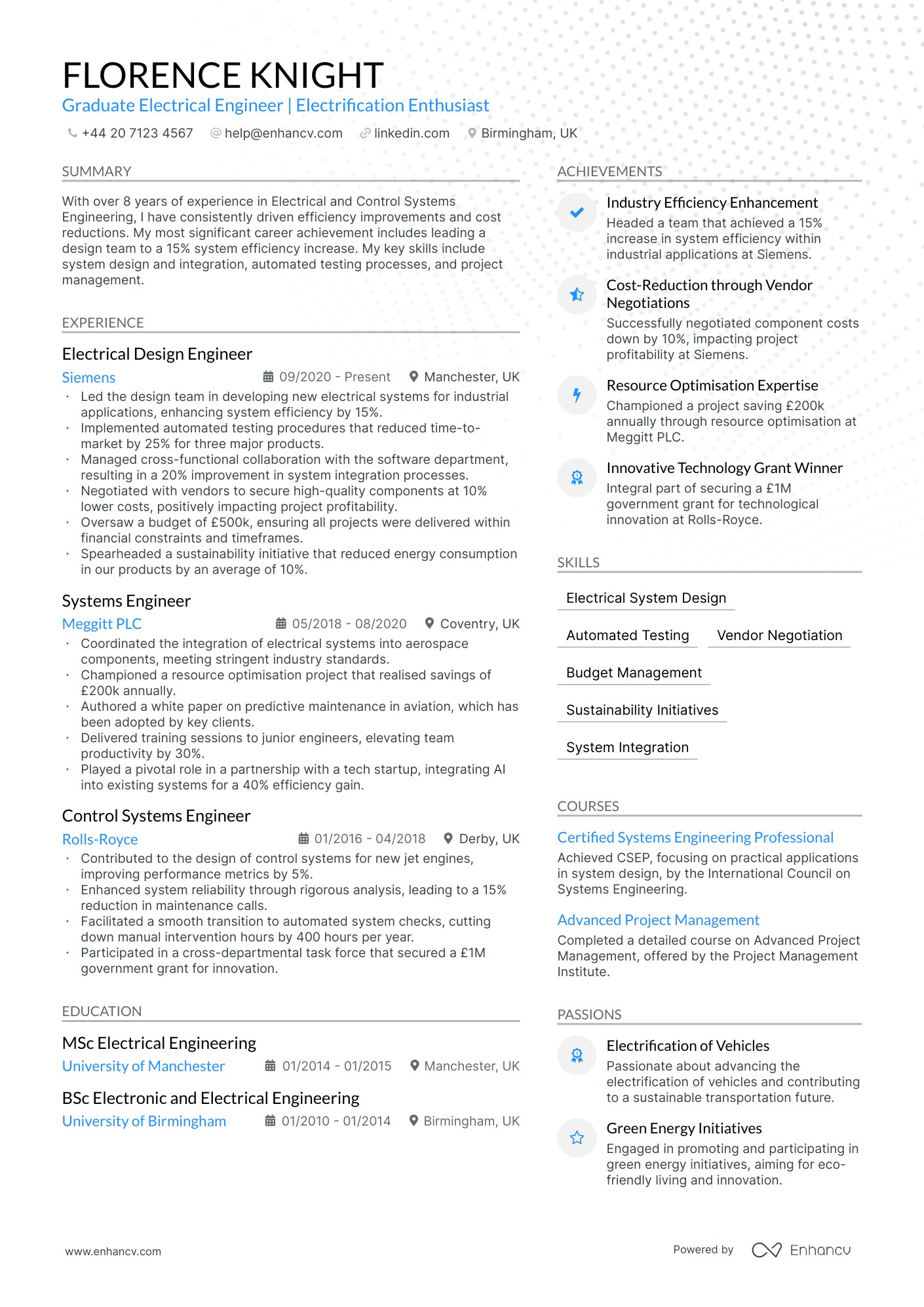 Electrical Engineering CV Examples & Guide for 2025