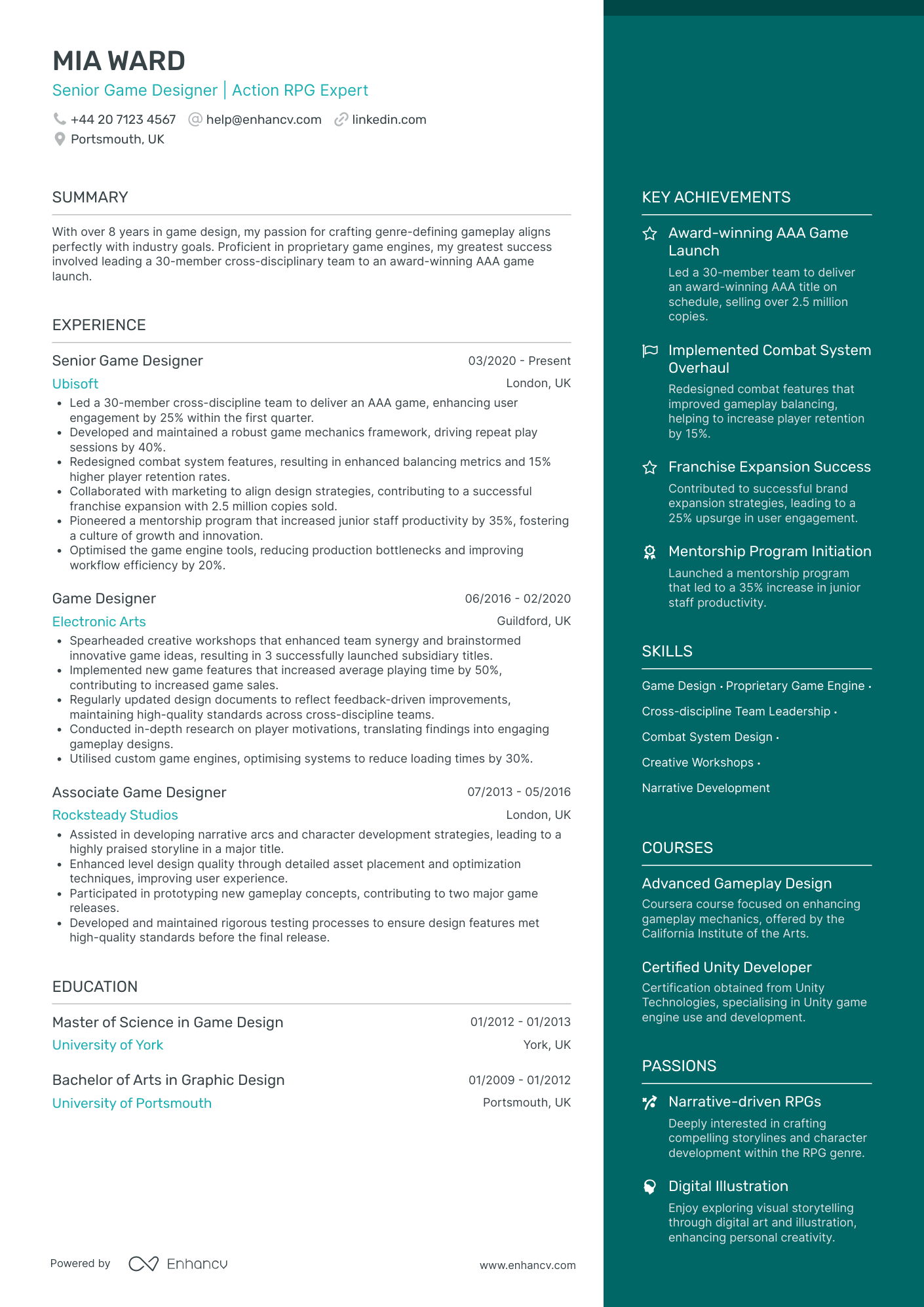 Game Design CV Examples & Guide for 2026