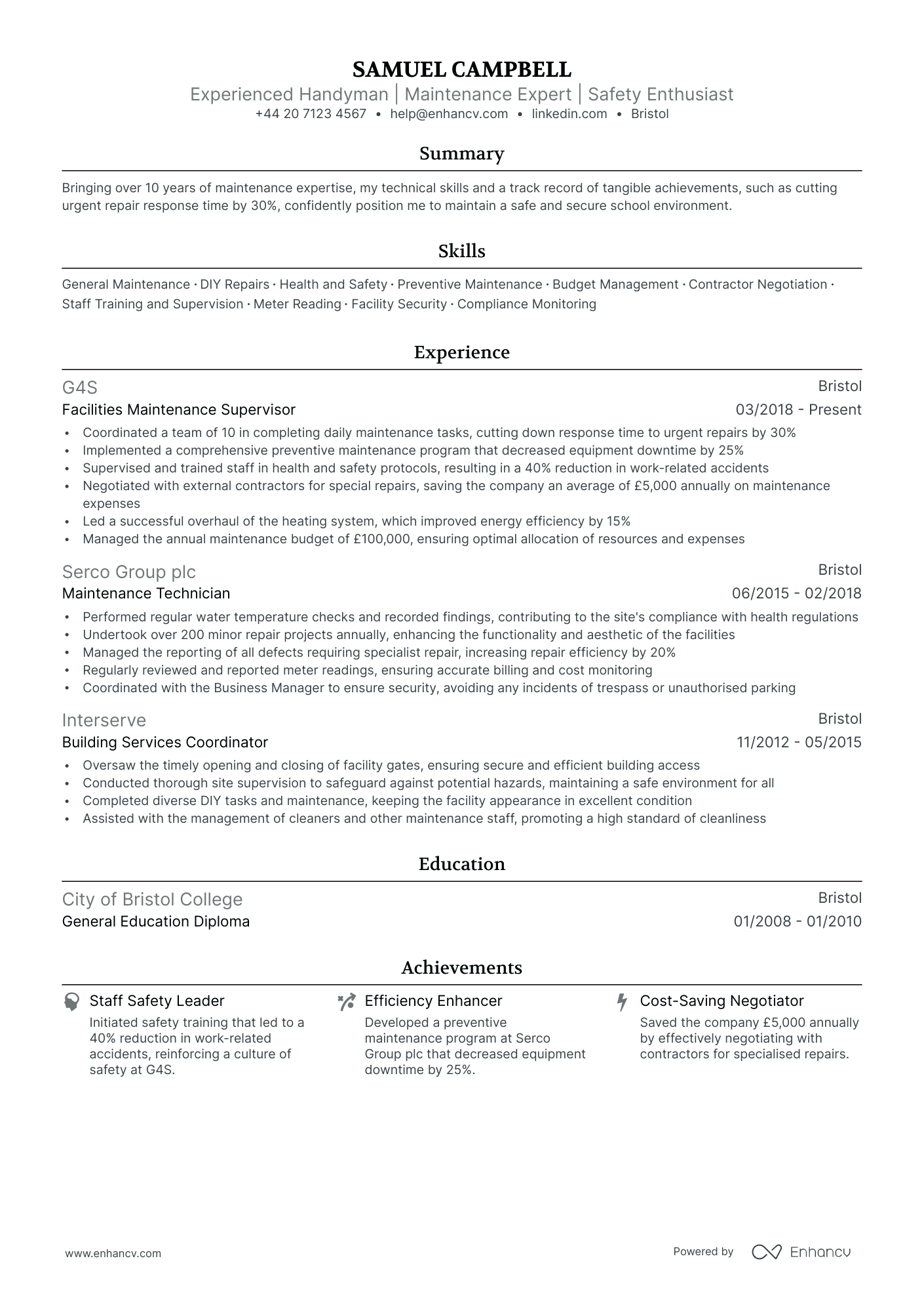Handyman CV Examples & Guide for 2025