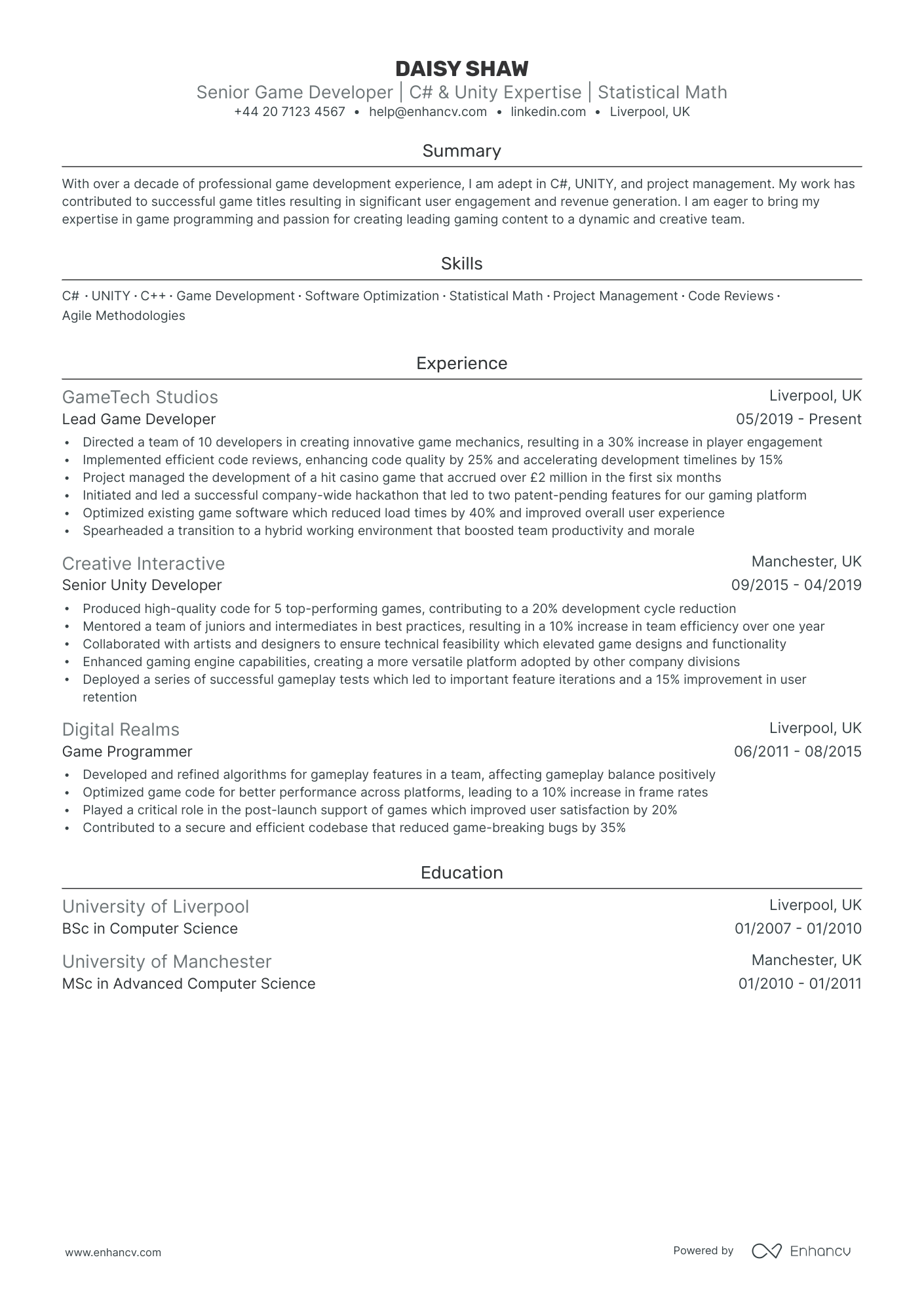 Senior Software Engineer CV Examples & Guide for 2025