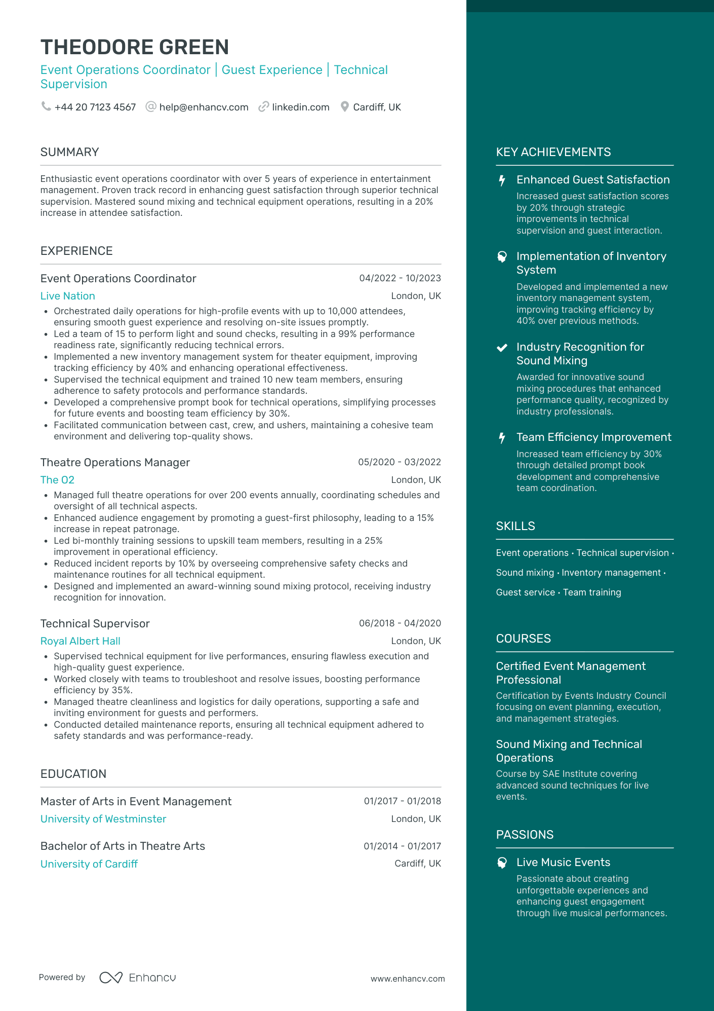 Stage Manager CV Examples & Guide for 2026