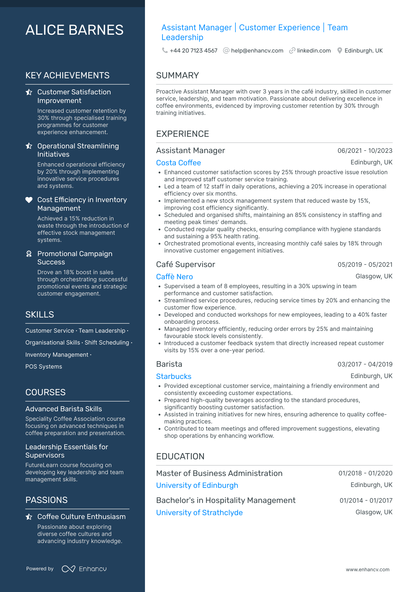 Coffee Shop CV Examples & Guide for 2026