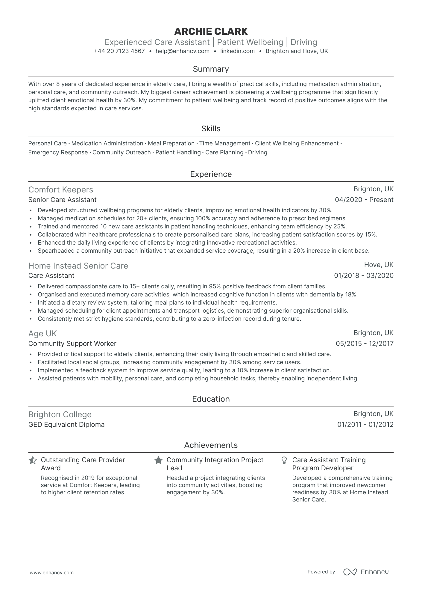 Caregiver CV Examples & Guide for 2025