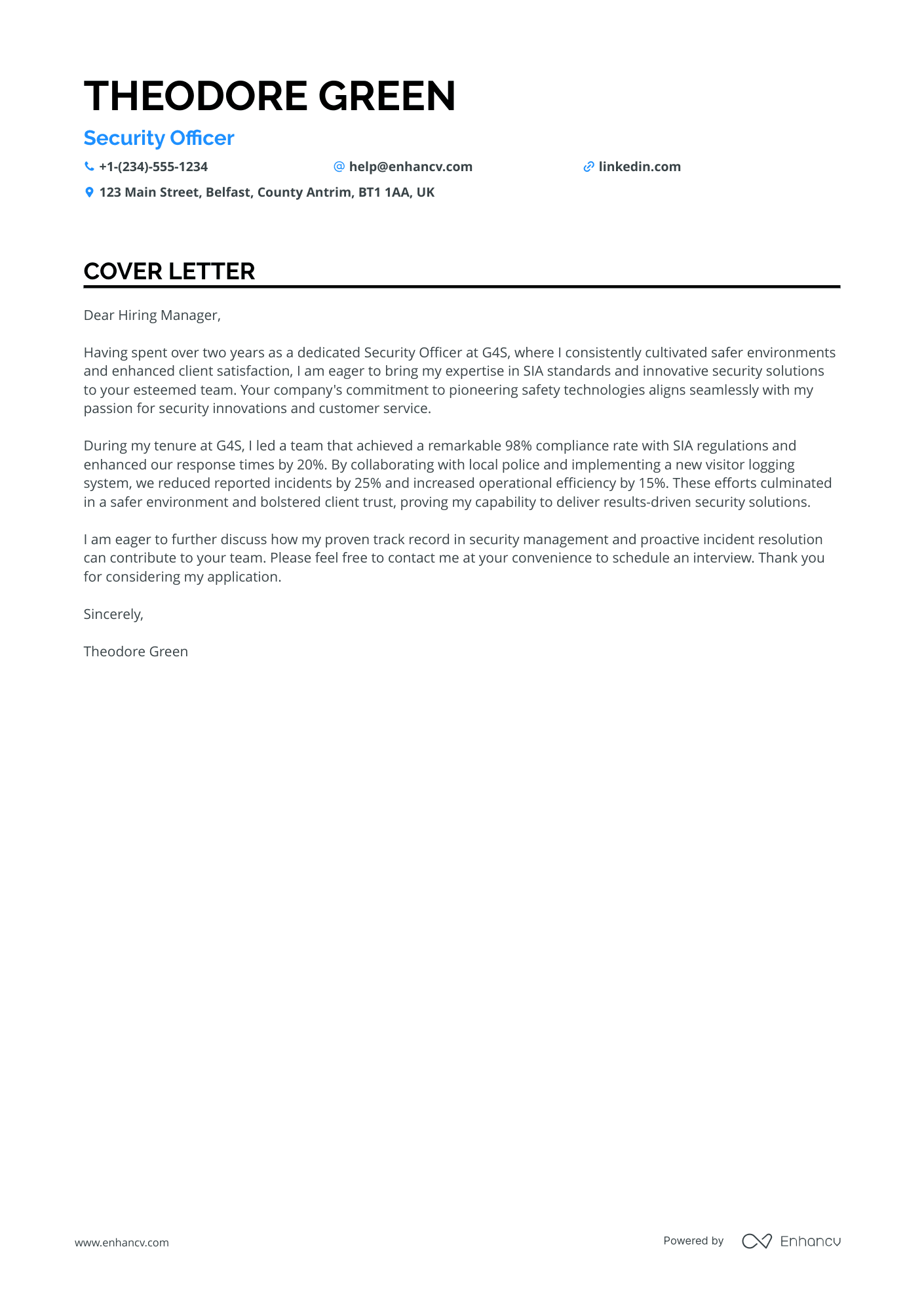Security Guard Cover Letter Examples & Guide for 2026