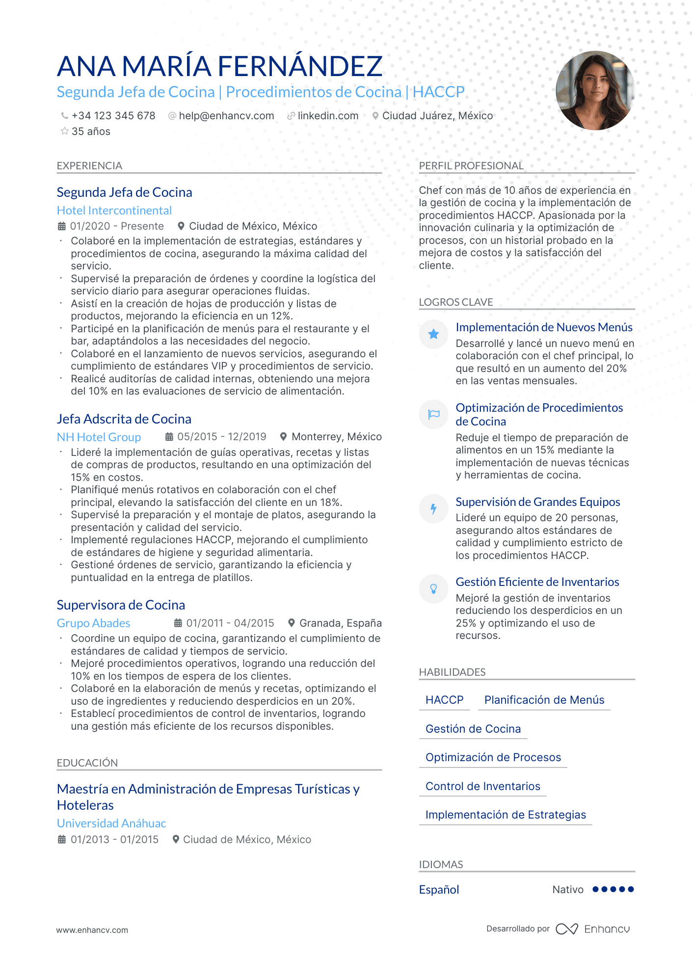 CV Chef: 15 Plantillas y Ejemplos de Currículum de Cocinero