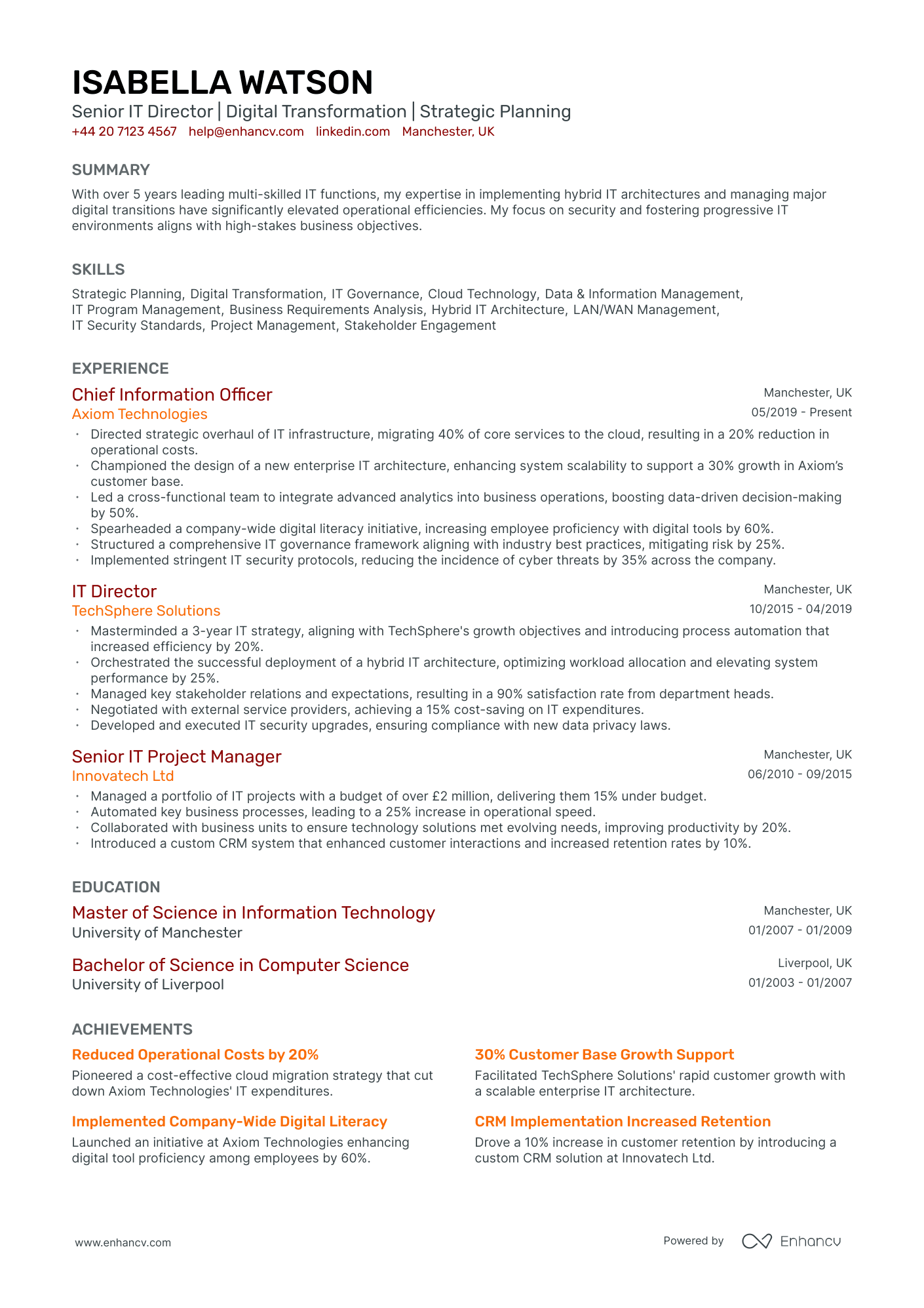 IT Director CV Examples & Guide for 2025