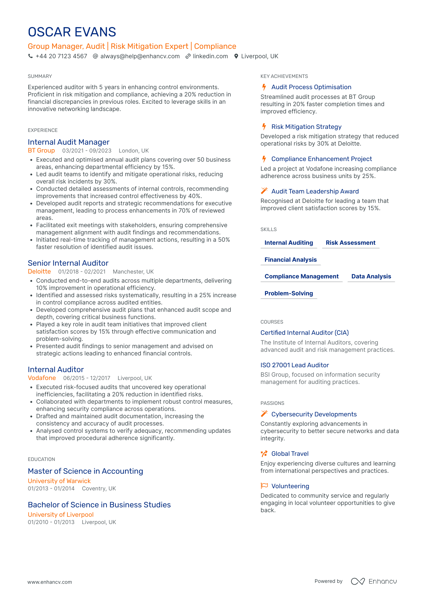 Audit Manager CV Examples & Guide for 2026