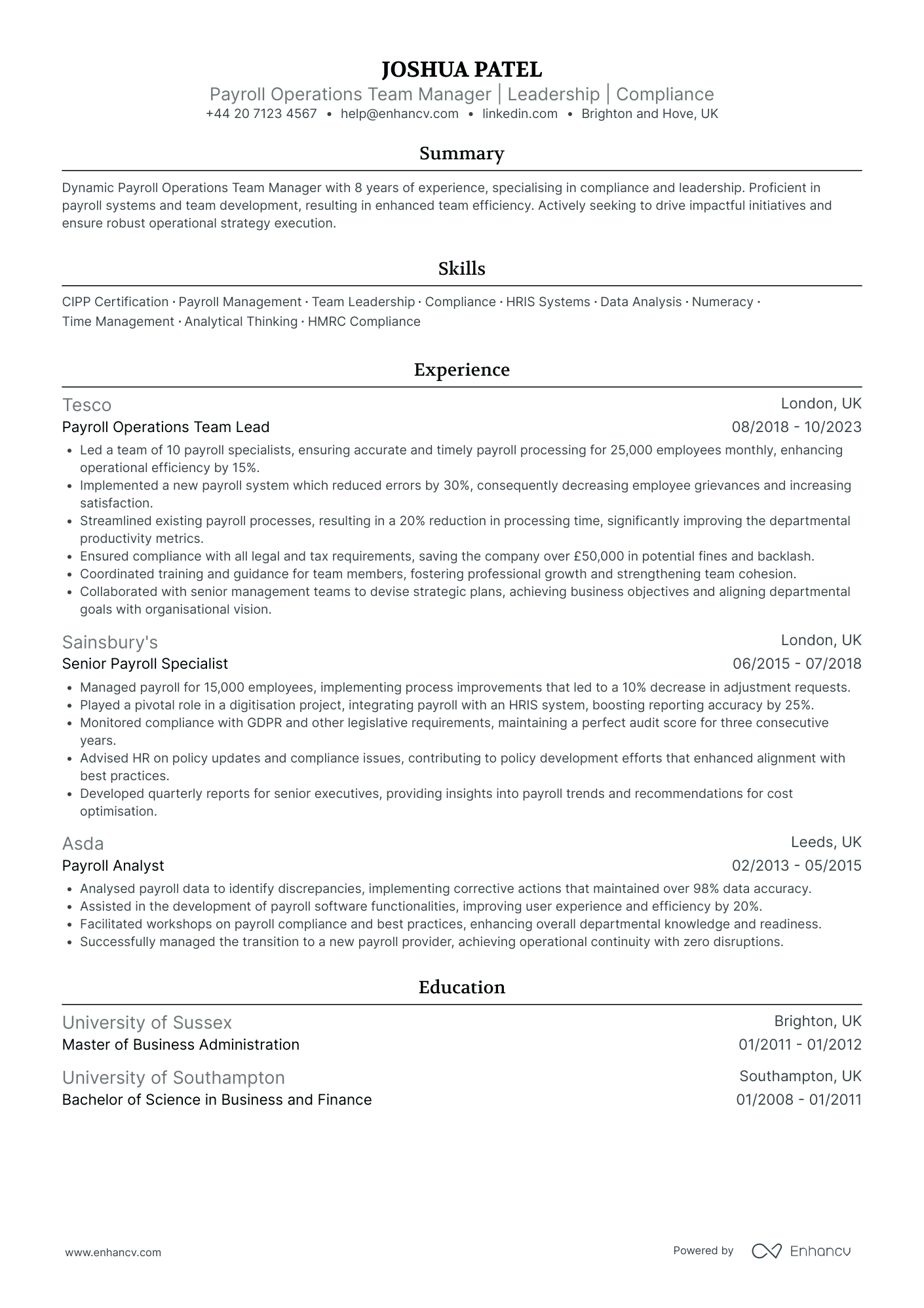 Payroll Manager CV Examples & Guide for 2026
