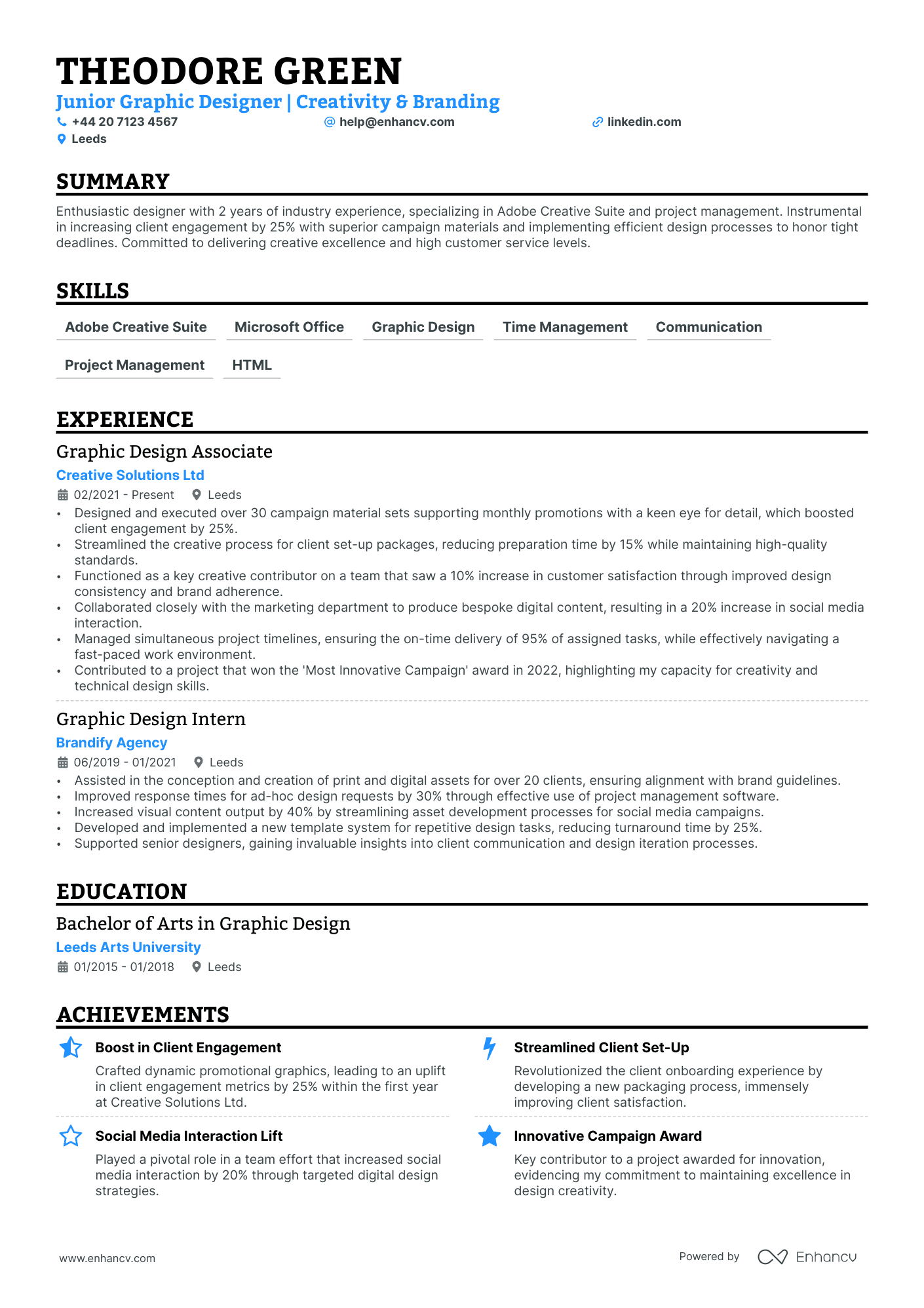 Junior Graphic Designer CV Examples & Guide for 2025