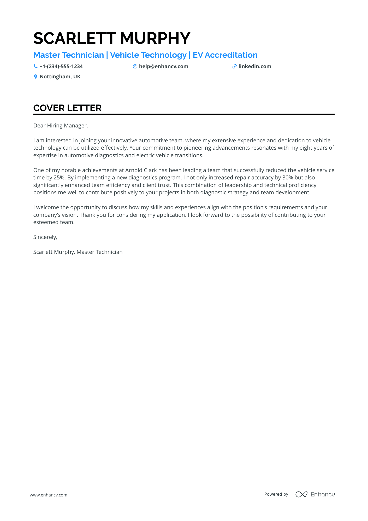 Mechanic Cover Letter Examples & Guide for 2025