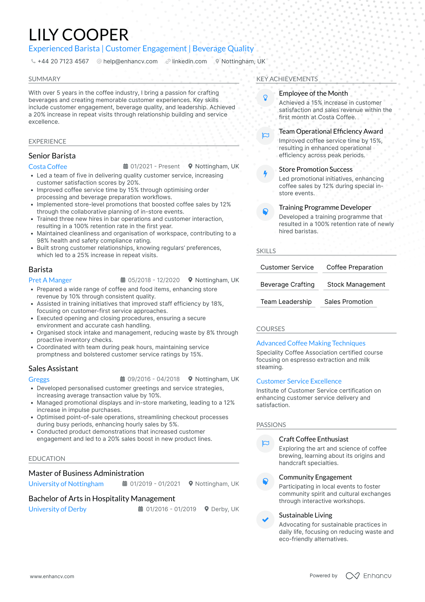 Barista CV Examples & Guide for 2026
