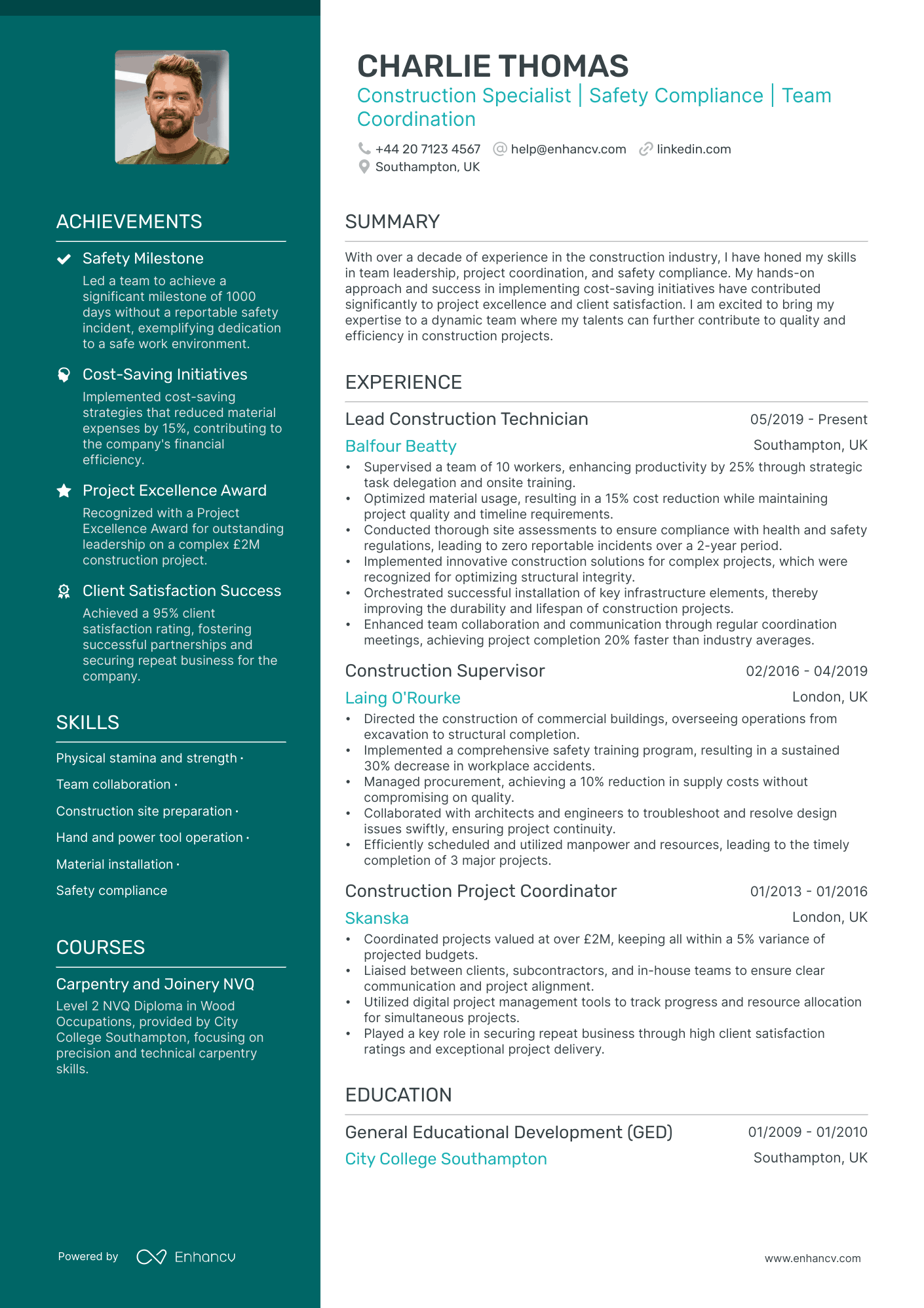 Construction Worker CV Examples & Guide for 2025