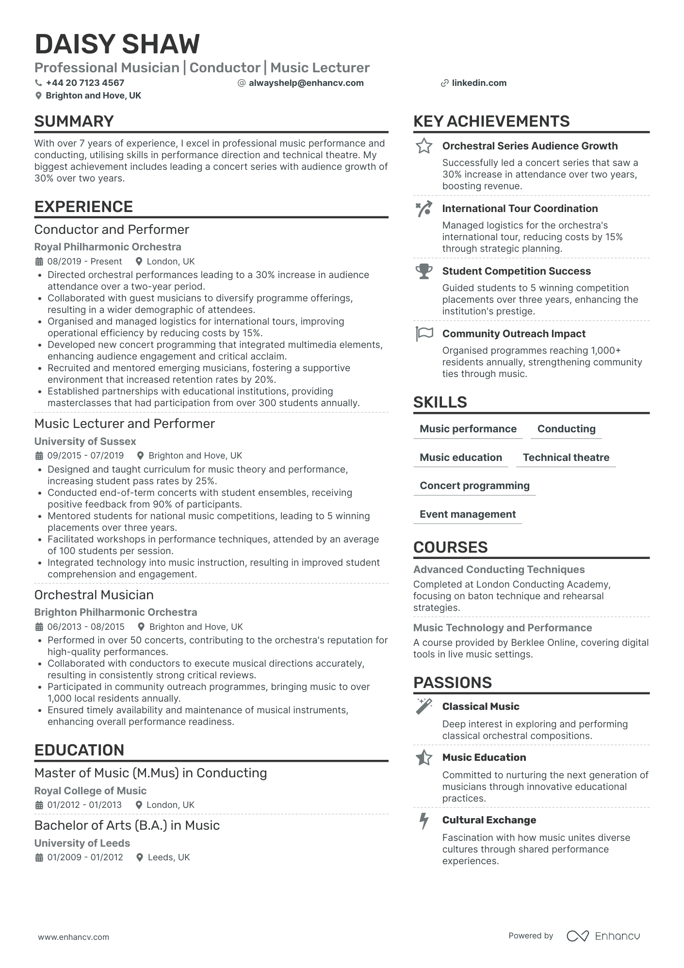 Musician CV Examples & Guide for 2026