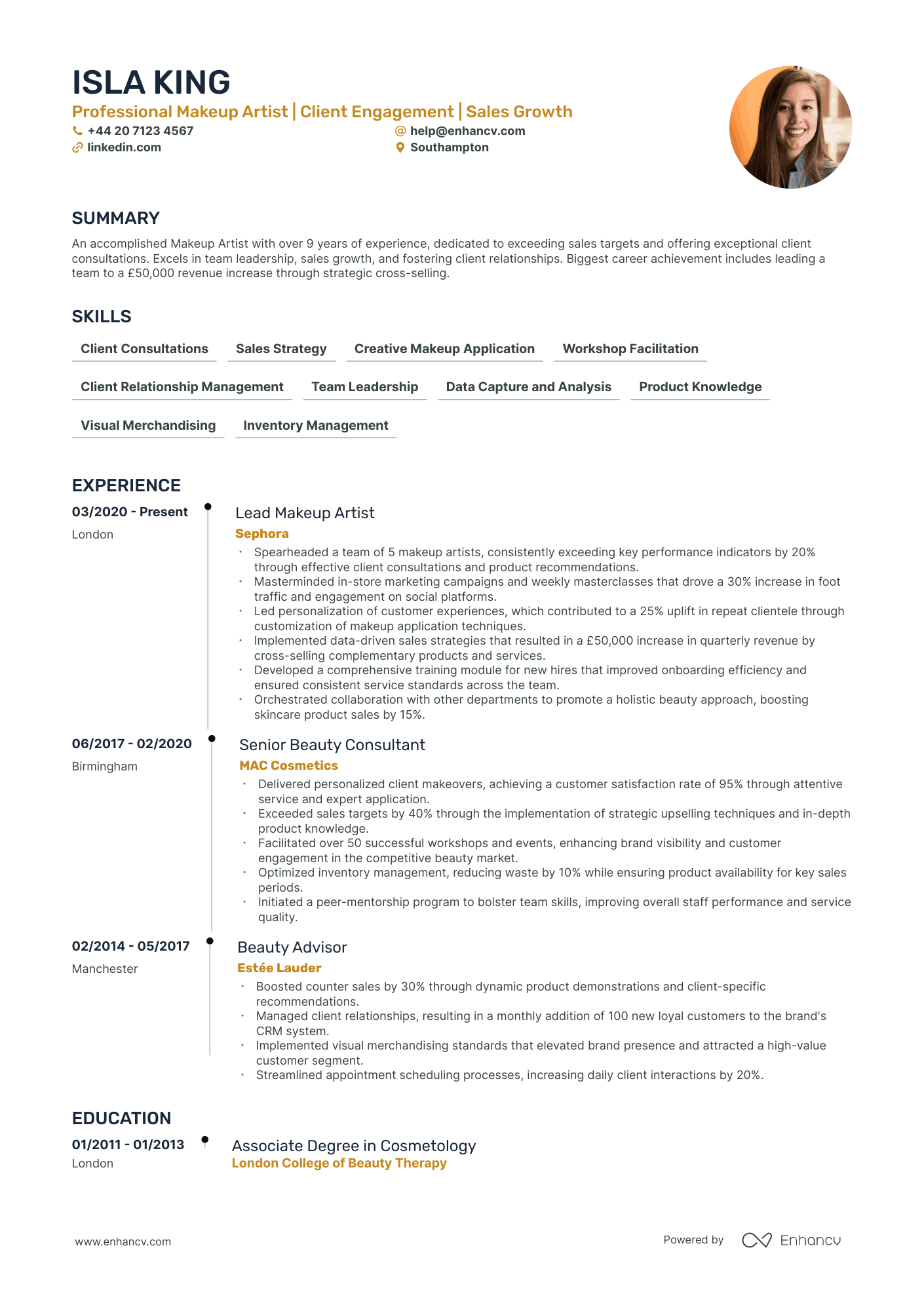 Makeup Artist CV Examples & Guide for 2025