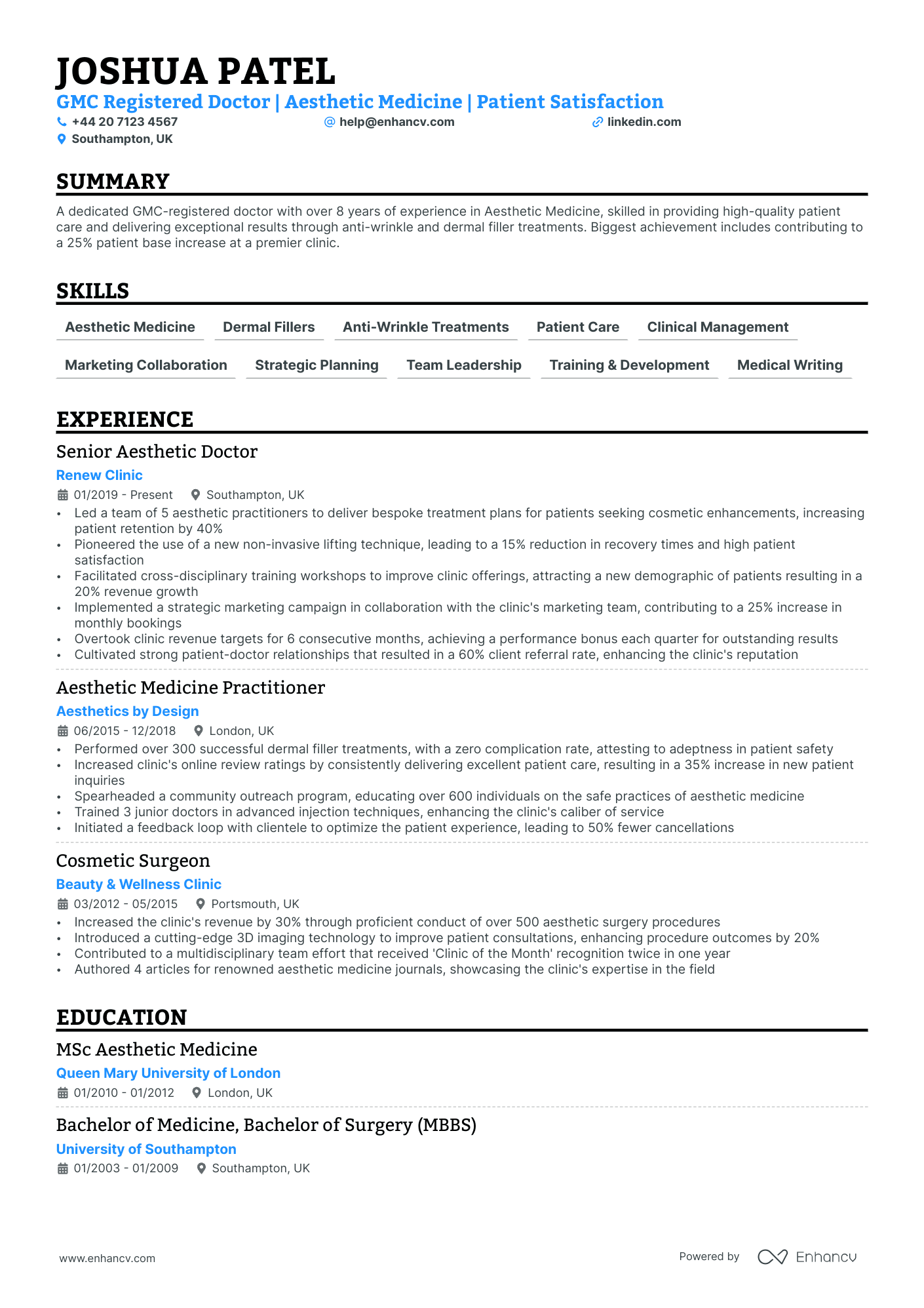 Doctor CV Examples & Guide for 2025