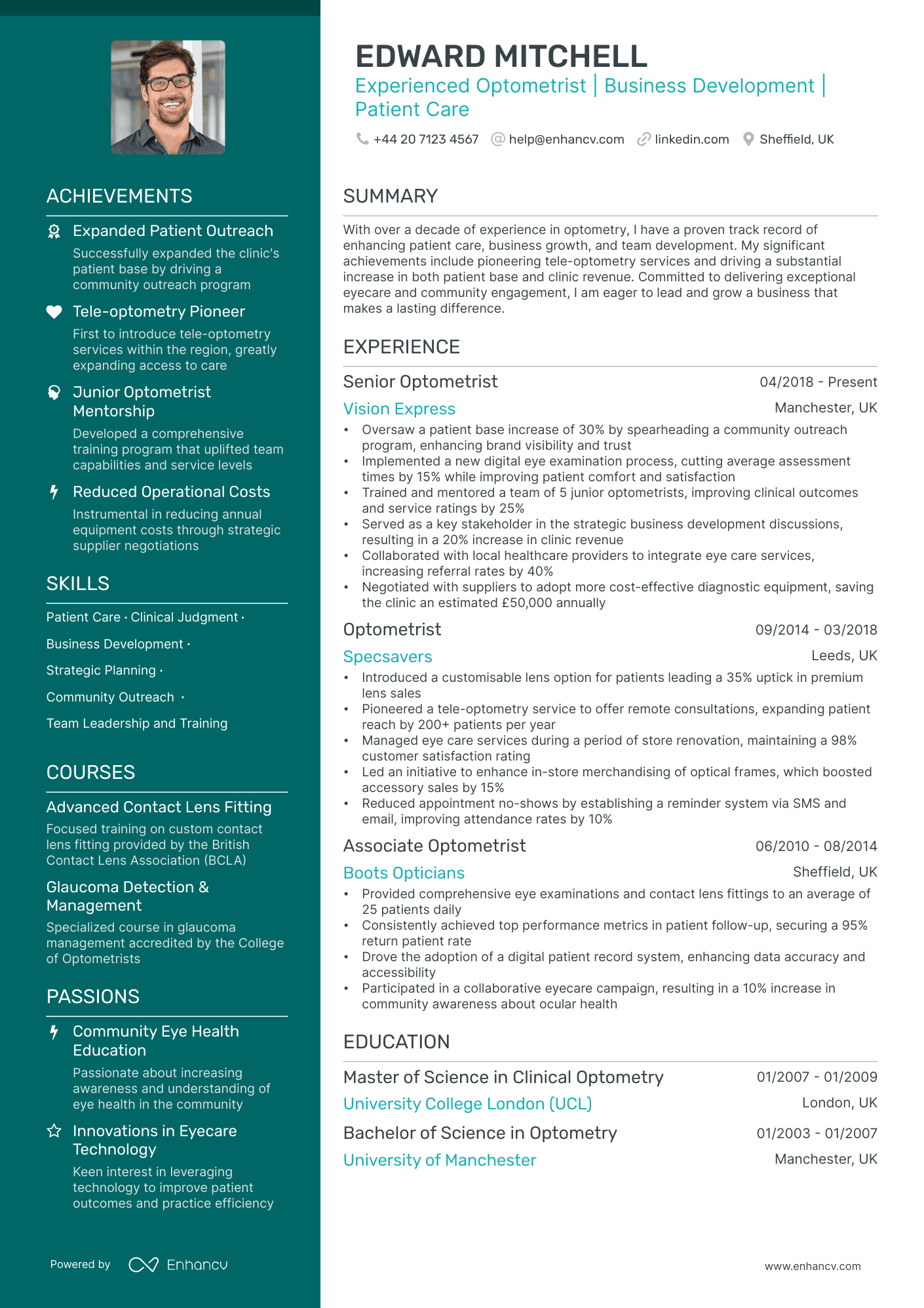 Optometry CV Examples & Guide for 2025