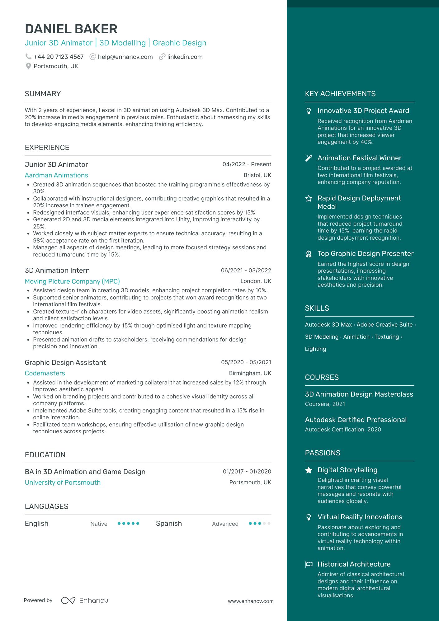 Motion Graphics CV Examples & Guide for 2026