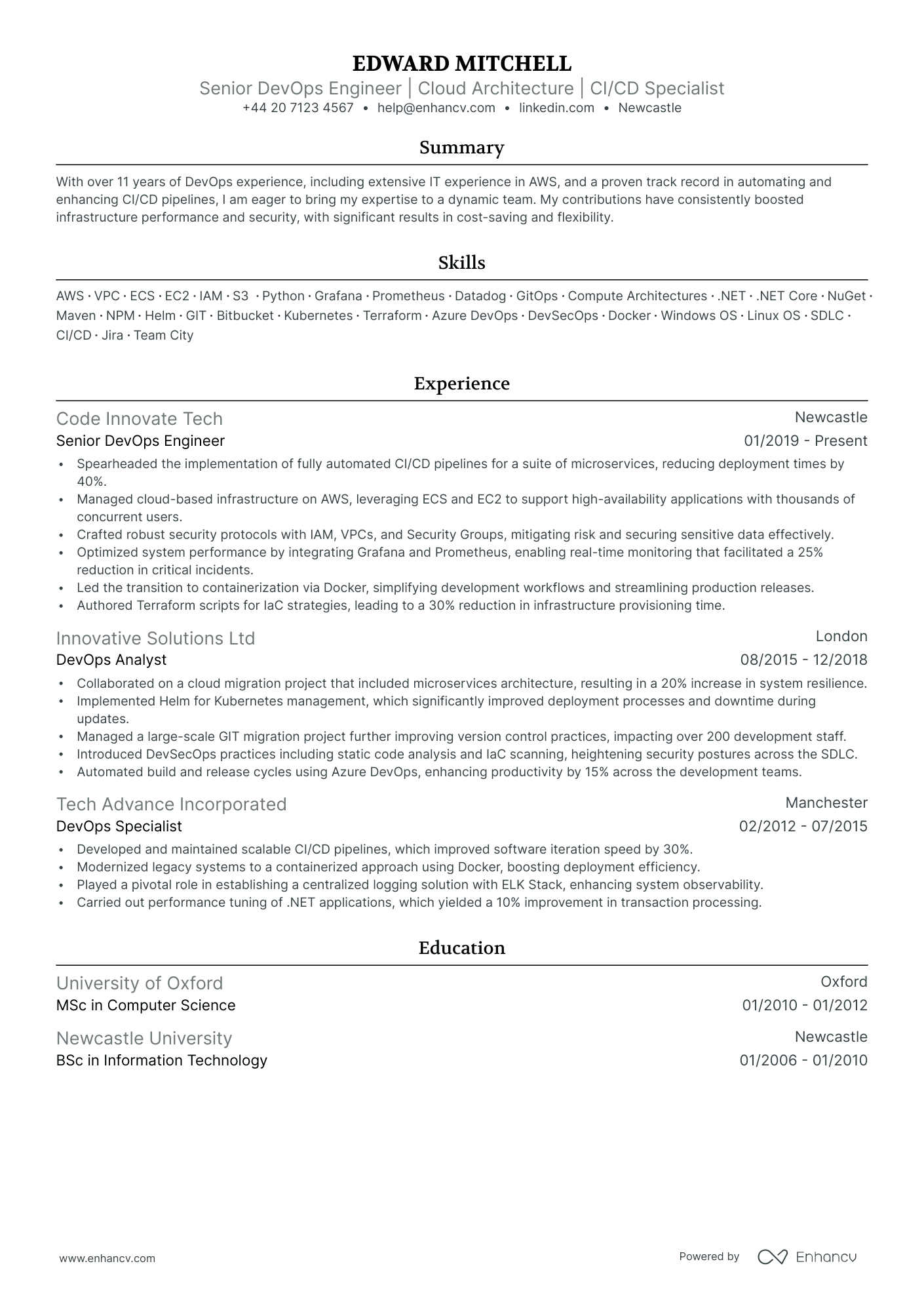 Devops CV Examples & Guide for 2025