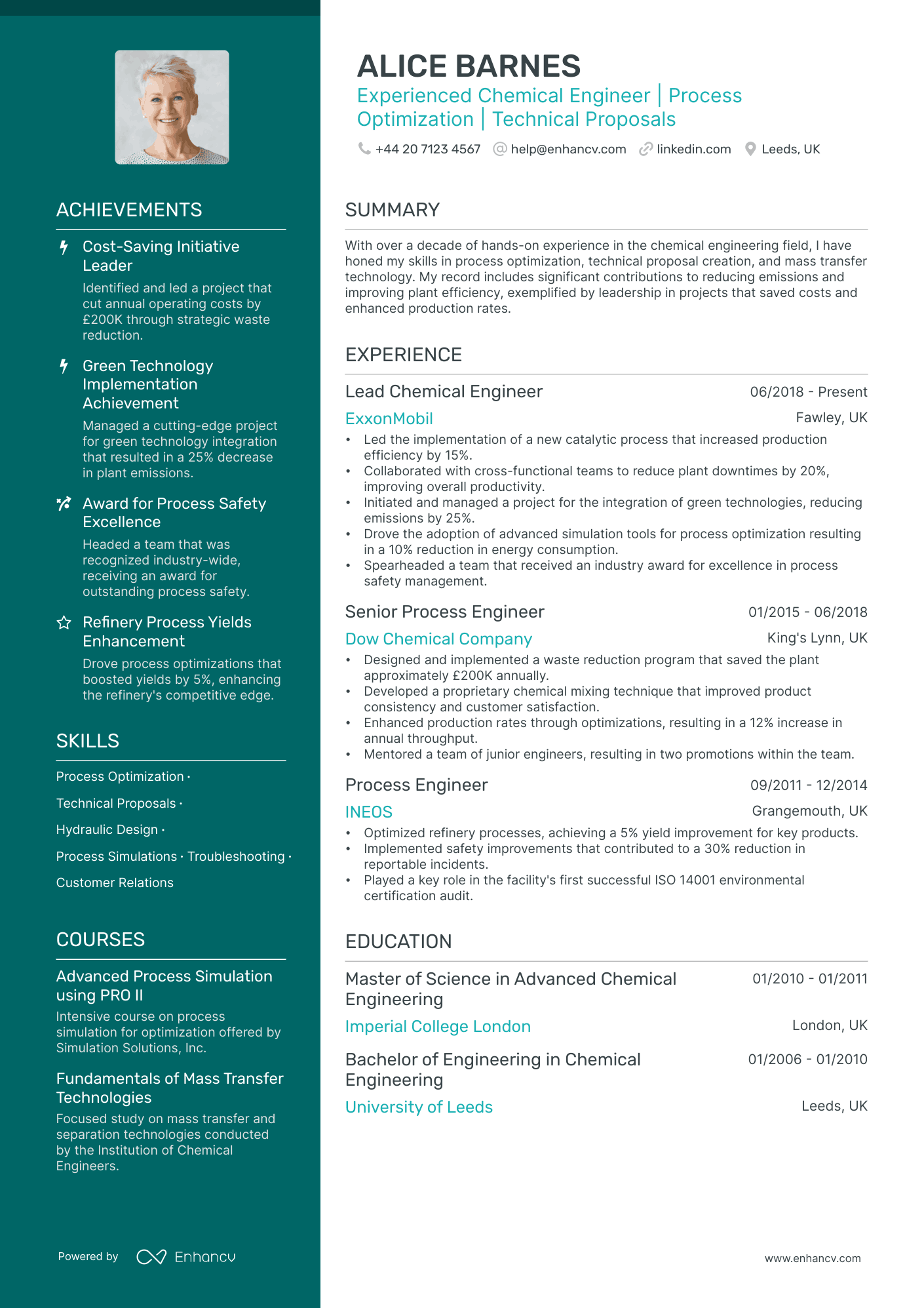 Chemical Engineer CV Examples & Guide for 2025