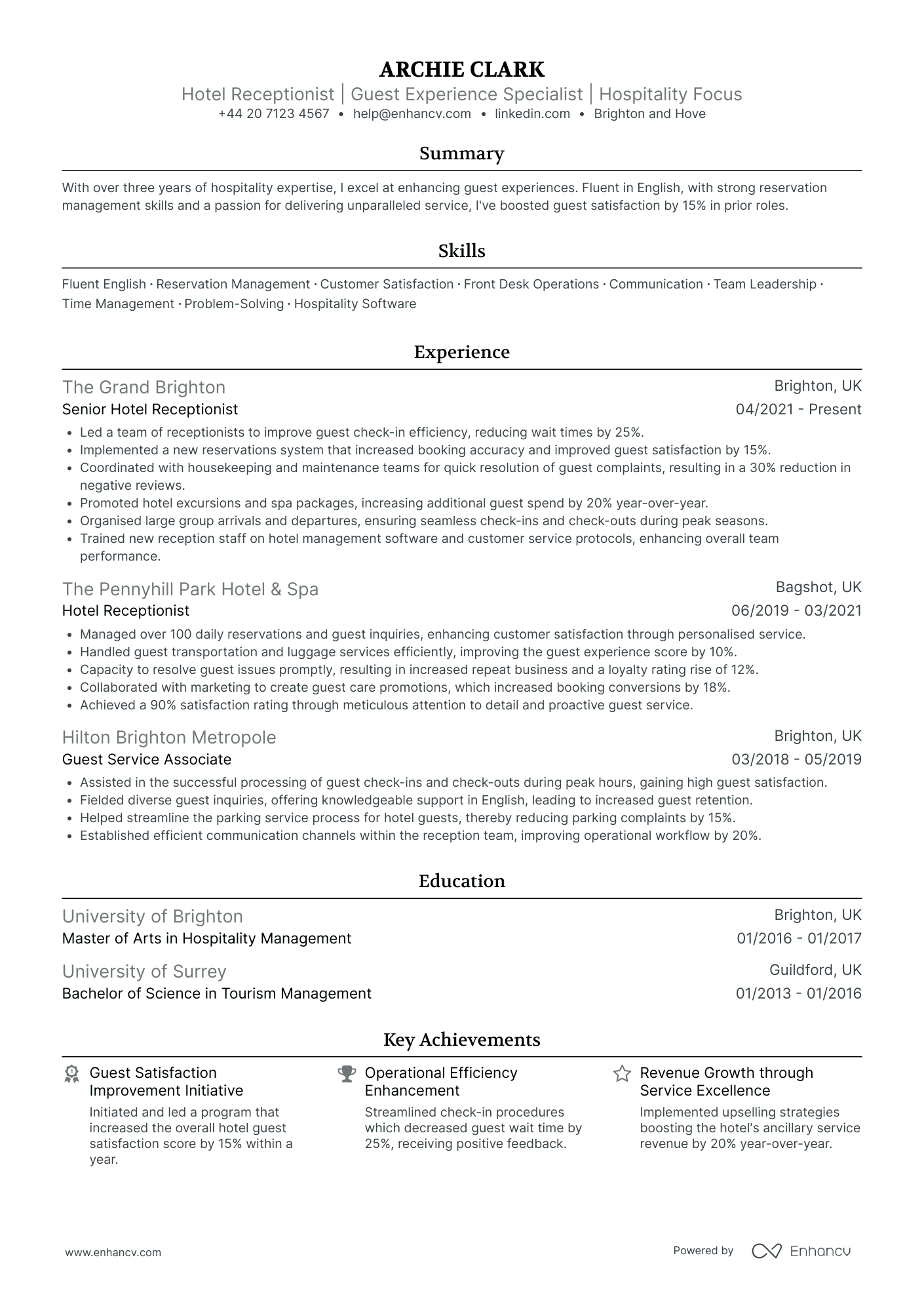 Receptionist Cv Examples & Guide For 2025