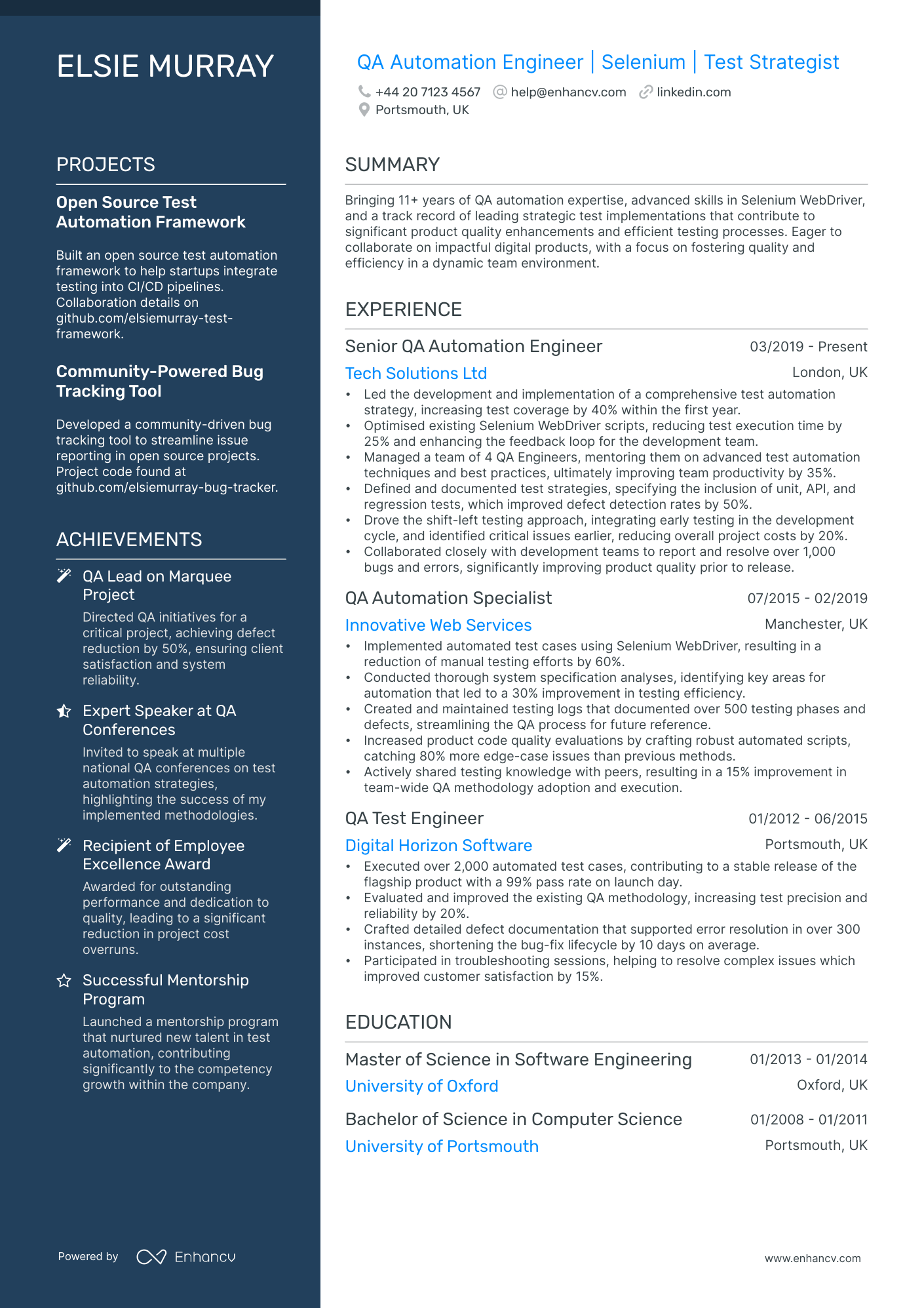 QA Tester CV Examples & Guide for 2025