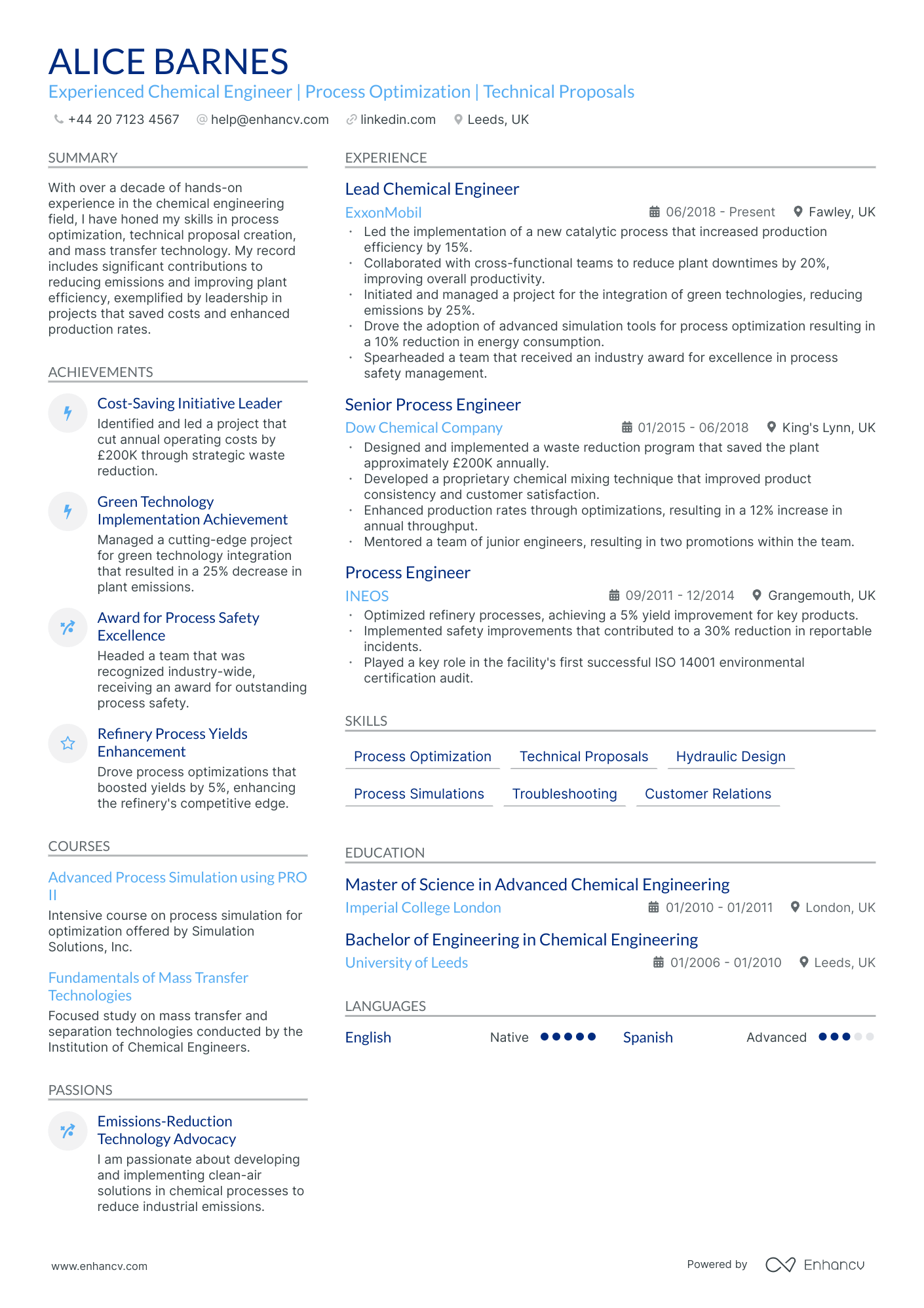 Chemical Engineer CV Examples & Guide for 2025