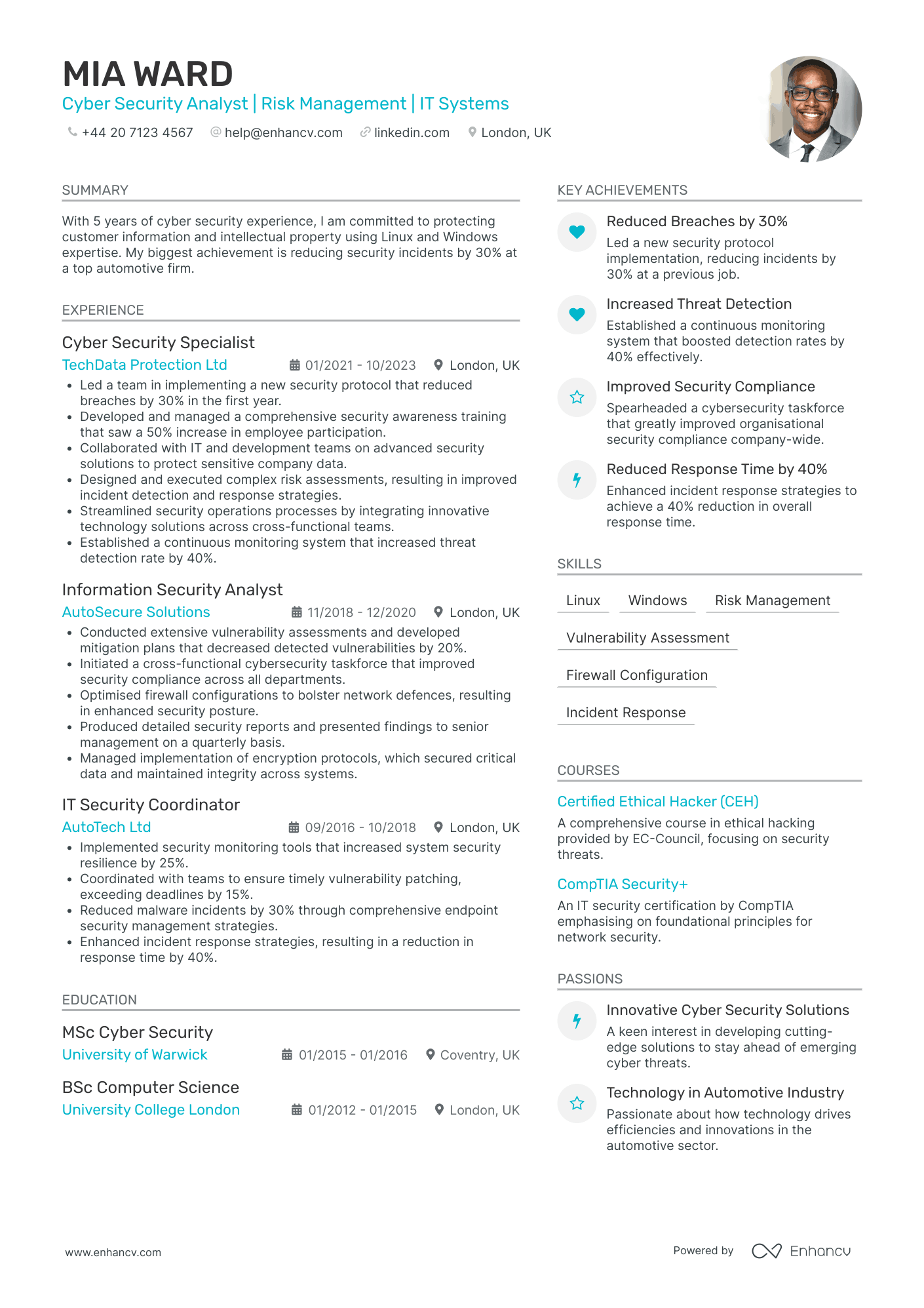 Cyber Security Analyst CV Examples & Guide for 2025 Cyber Security Analyst CV Examples & Guide for 2025