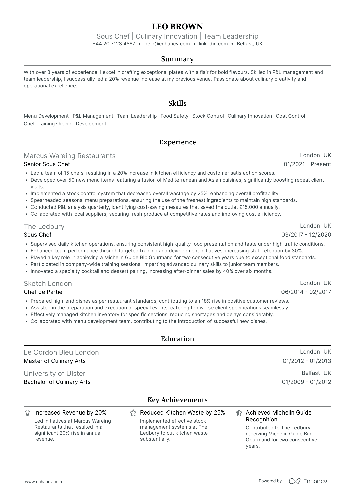 Chef CV Examples & Guide for 2026