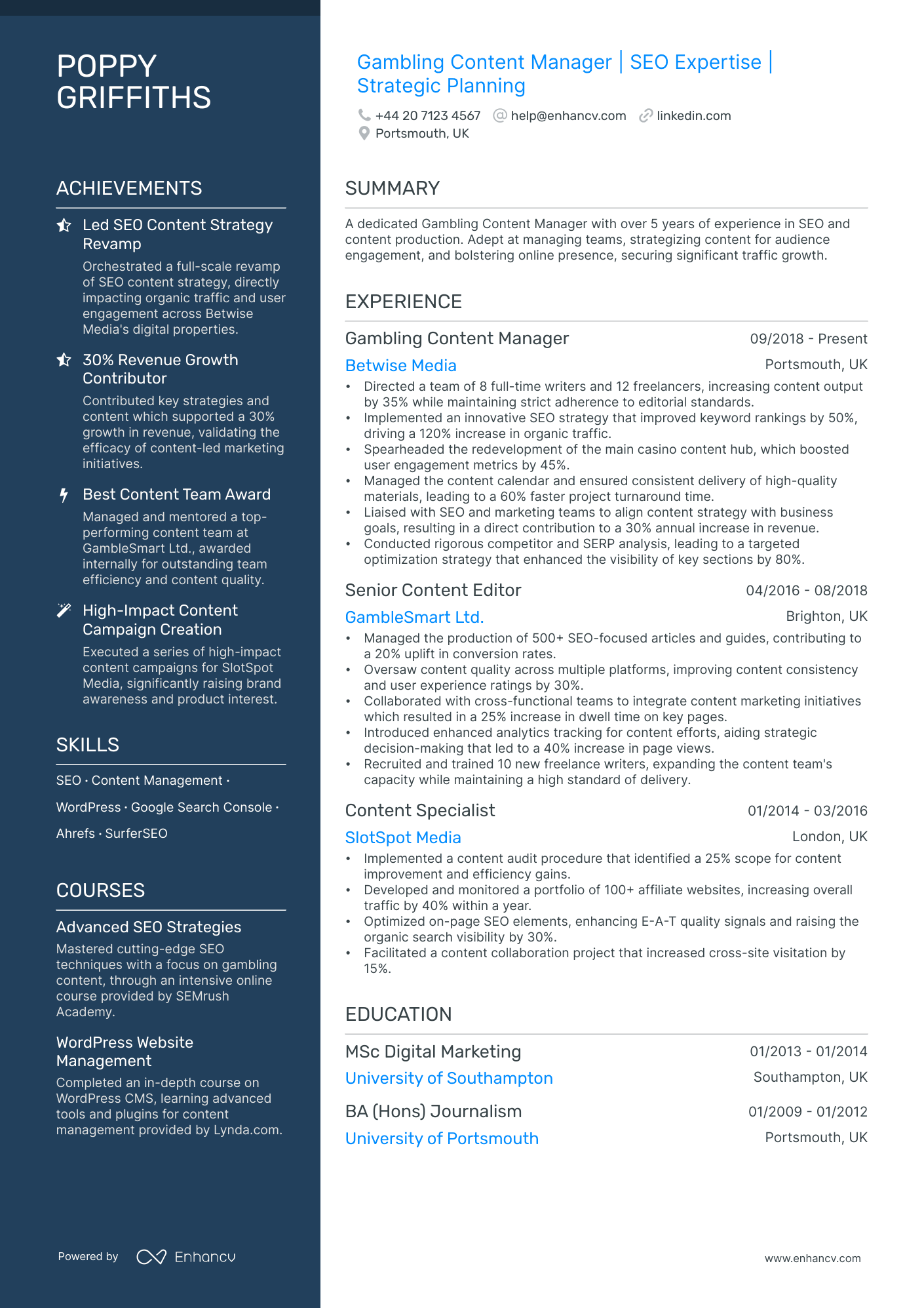 Content Manager CV Examples & Guide for 2025